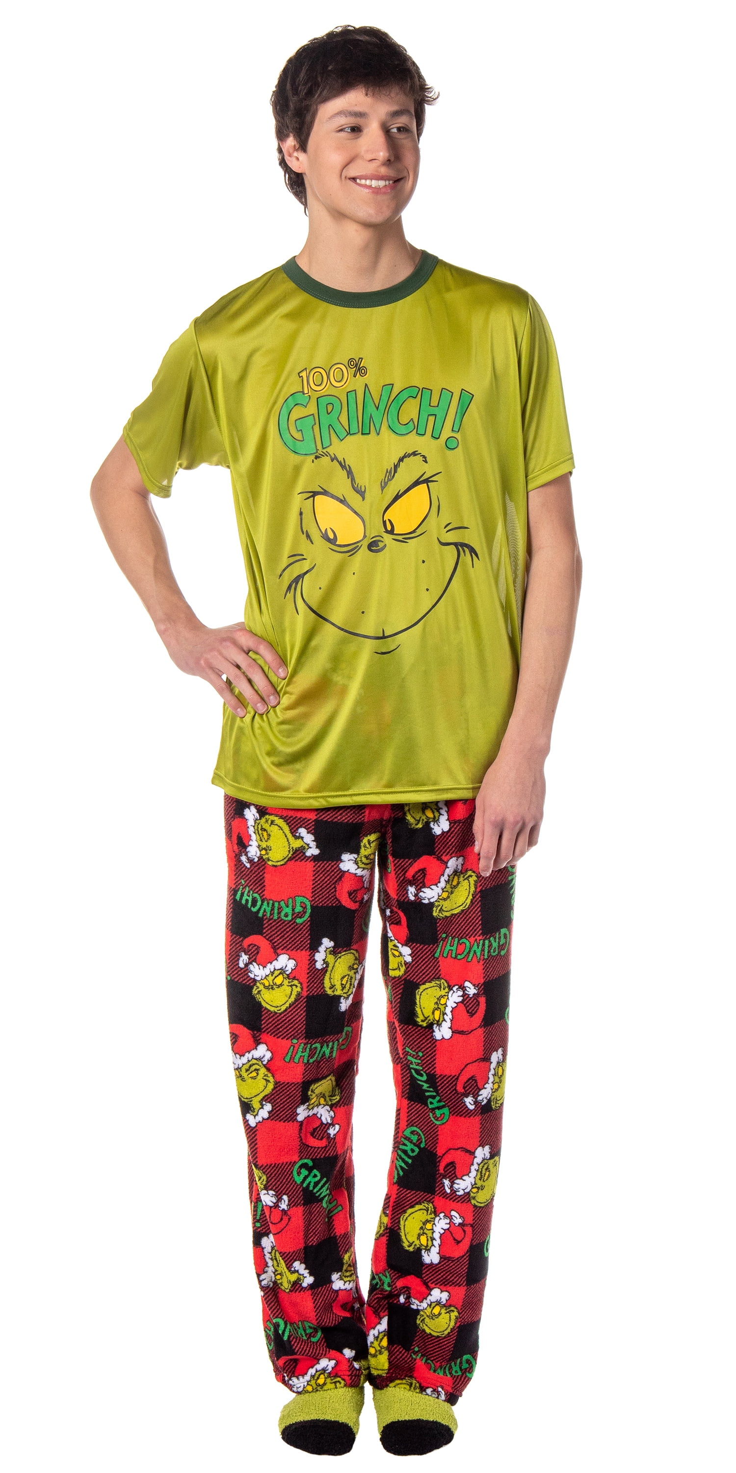 Dr. Seuss The Grinch Men's Pajama Pants Shirt and Socks 3 Piece Pajama Set - Walmart.com