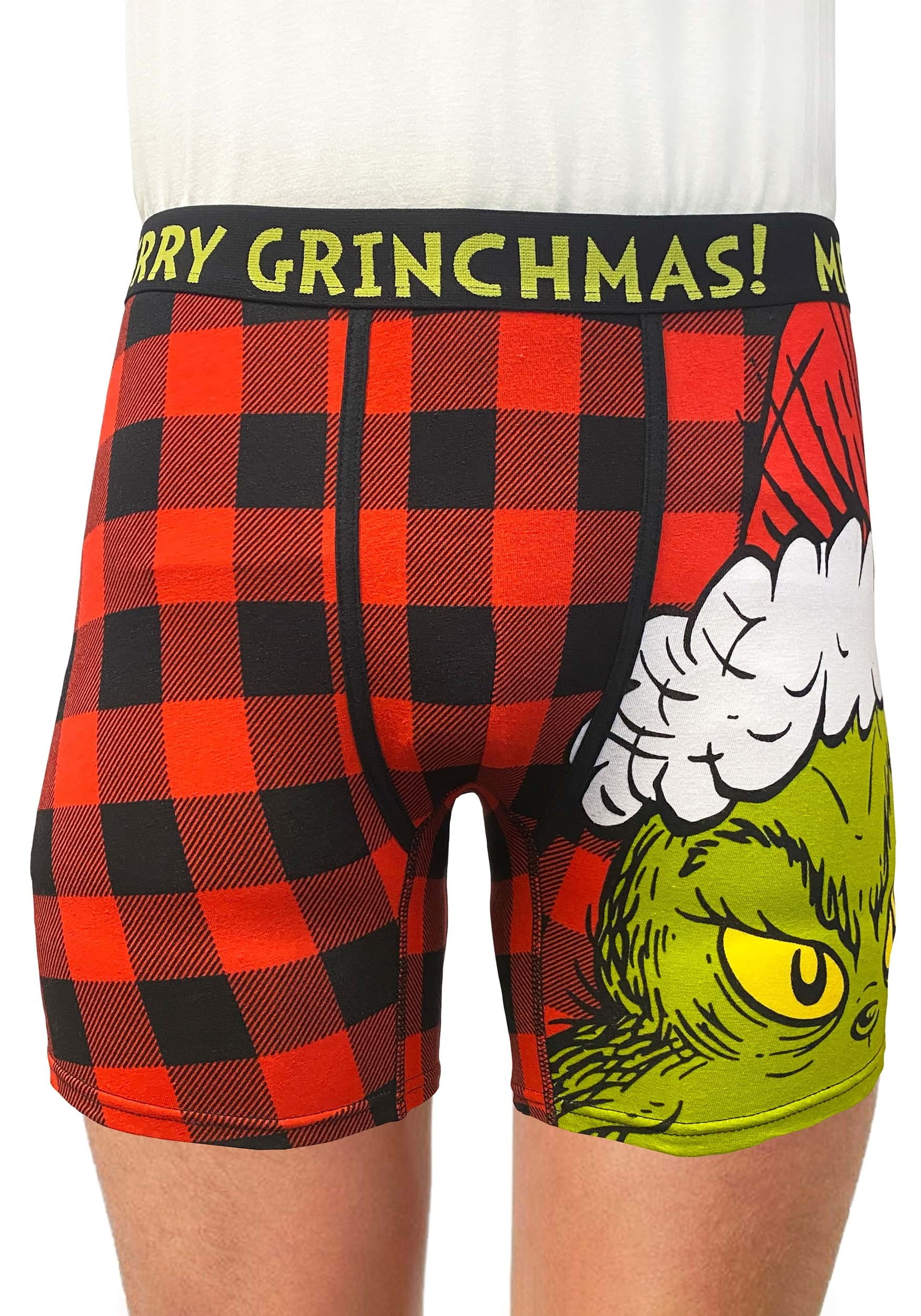Dr. Seuss The Grinch Men's Merry Grinchmas Santa Grinch Holiday Novelty ...