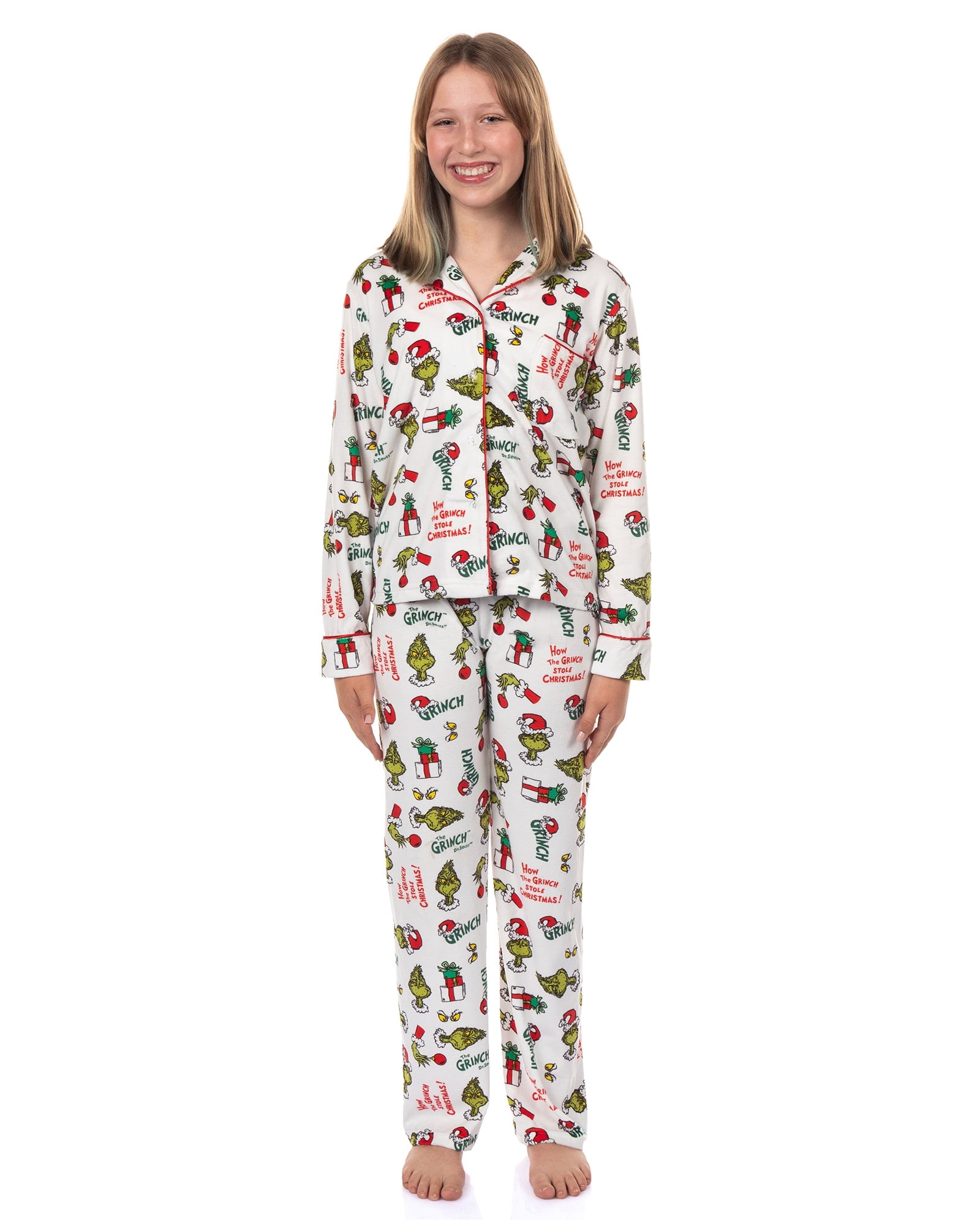 Dr. Seuss The Grinch Pajamas Girl's Velveteen 2-Piece Kids Lounge Sleep ...