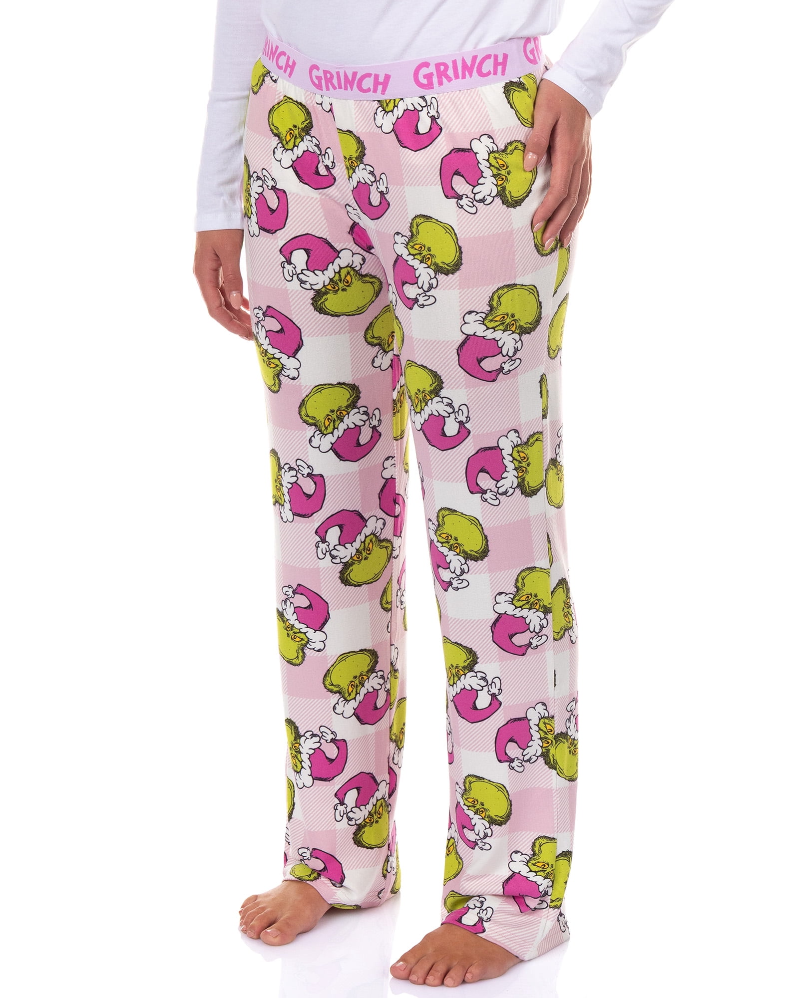 Dr. Seuss The Grinch Pajamas Women's Pink Santa Hacci Knit Lounge Sleep ...