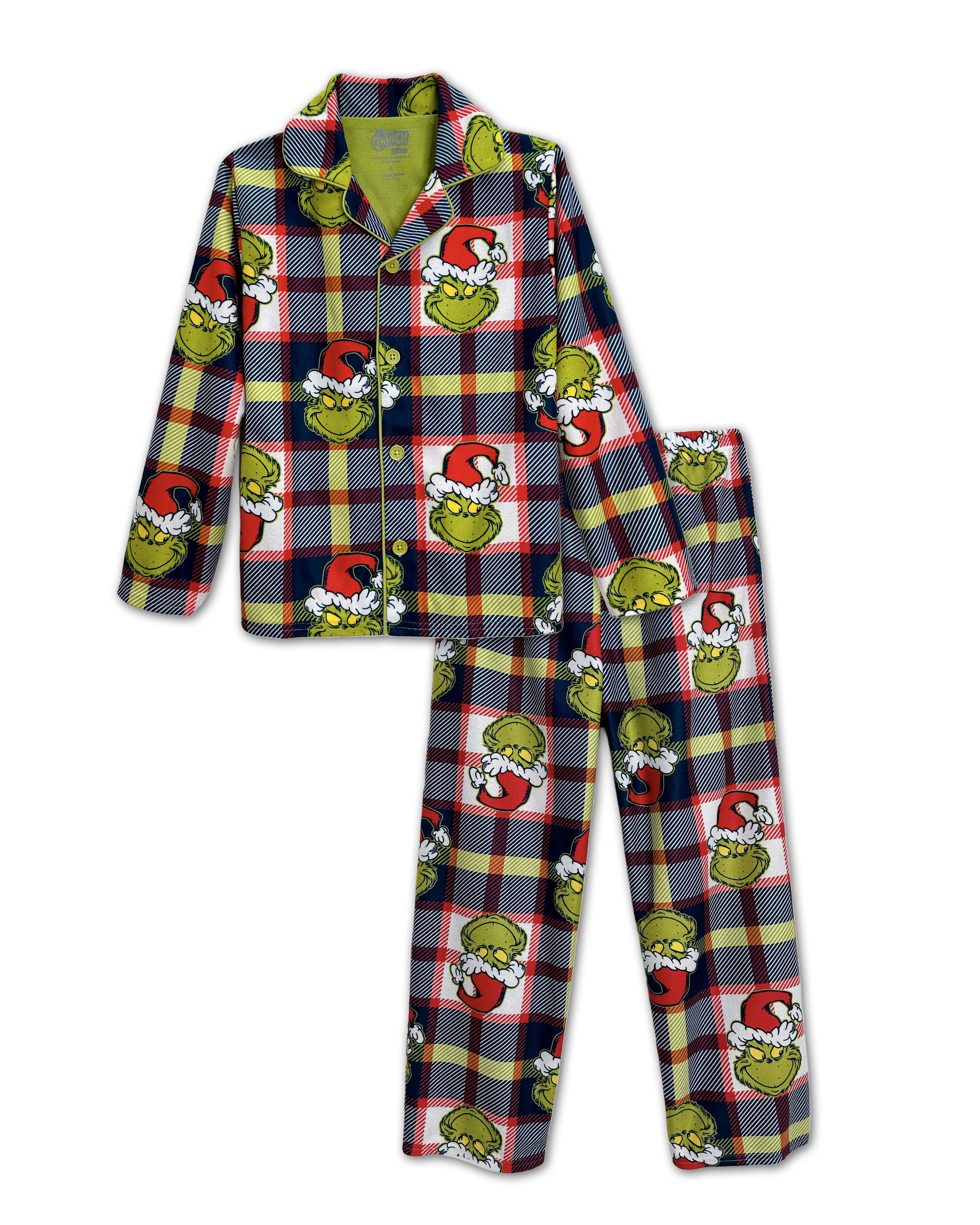 Dr. Seuss The Grinch Who Stole Christmas Boys Girls Long Sleeve Coat 2-Piece Pajama Set, Grinch ...