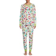 Dr. Seuss Women's The Grinch Who Stole Christmas Santa Fleece Buffalo Plaid Sleep Pajama 2 Piece ...