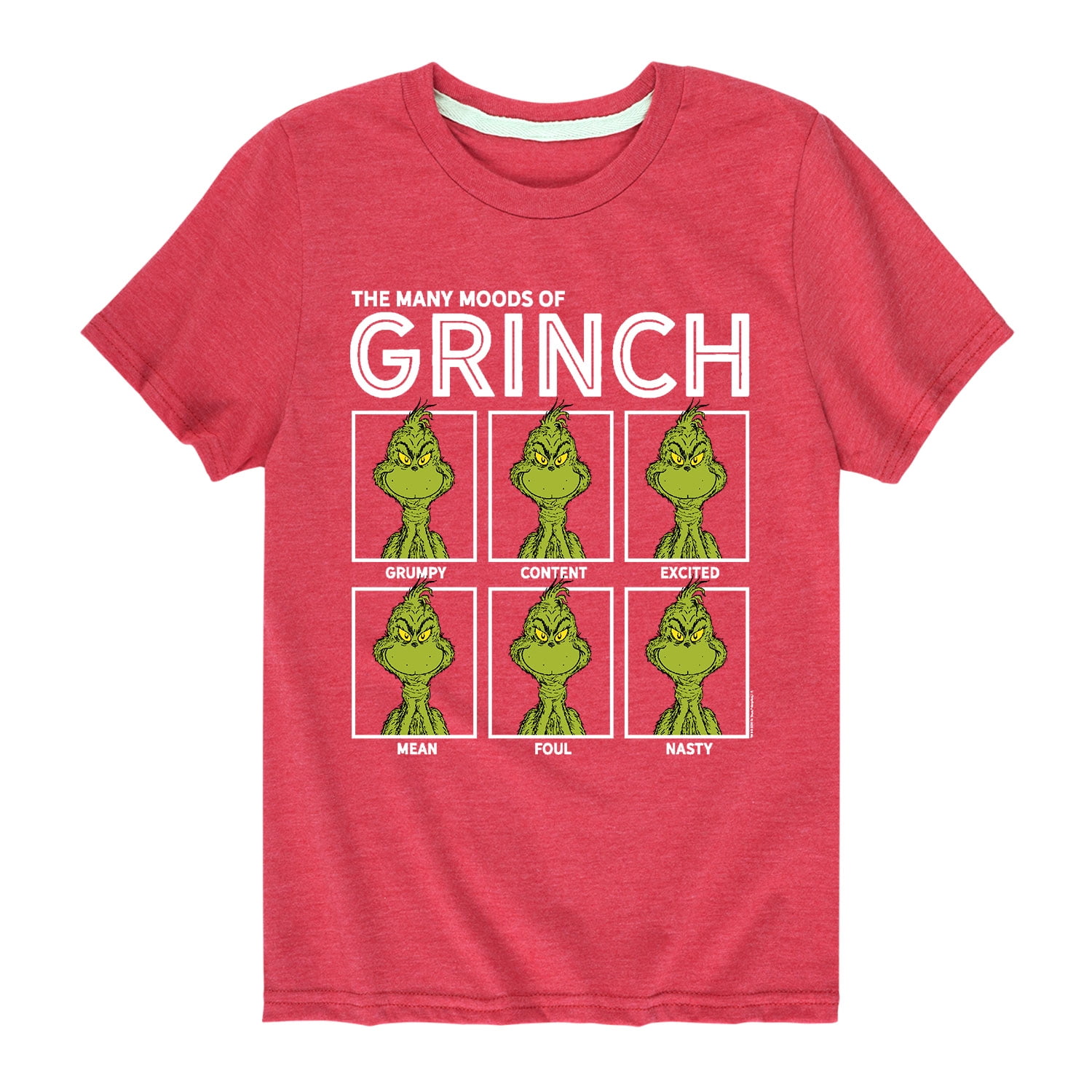 Dr. Seuss - Kids' The Many Moods Of Grinch - Short Sleeve Graphic T ...