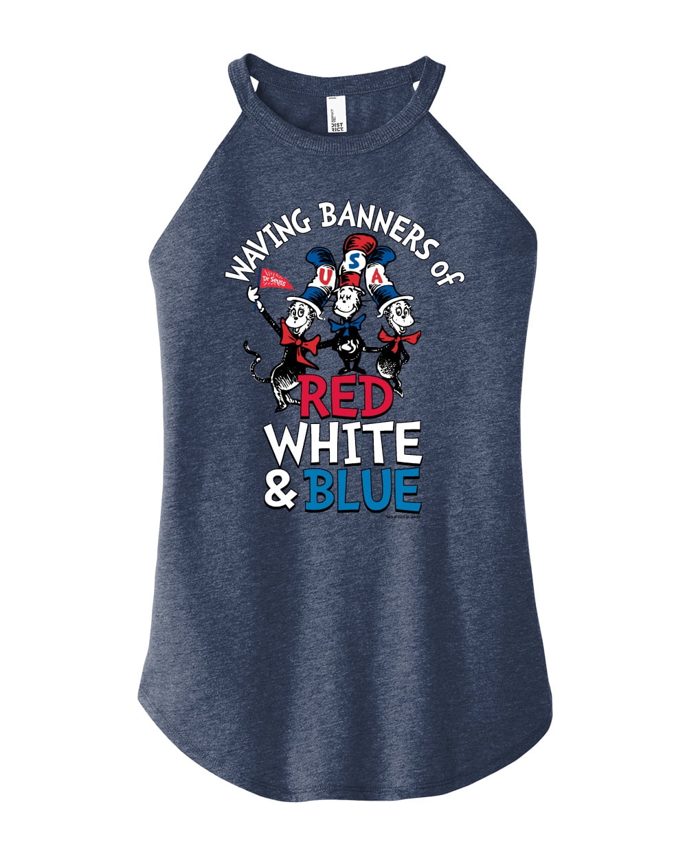 Dr. Seuss - Waving Banners Red White Blue - Juniors High Neck Tank Top ...