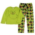 Dr. Seuss Women's The Grinch Who Stole Christmas Santa Fleece Buffalo Plaid Sleep Pajama 2 Piece ...