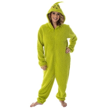 Dr. Seuss Women's The Grinch Who Stole Christmas Santa Fleece Buffalo Plaid Sleep Pajama 2 Piece ...