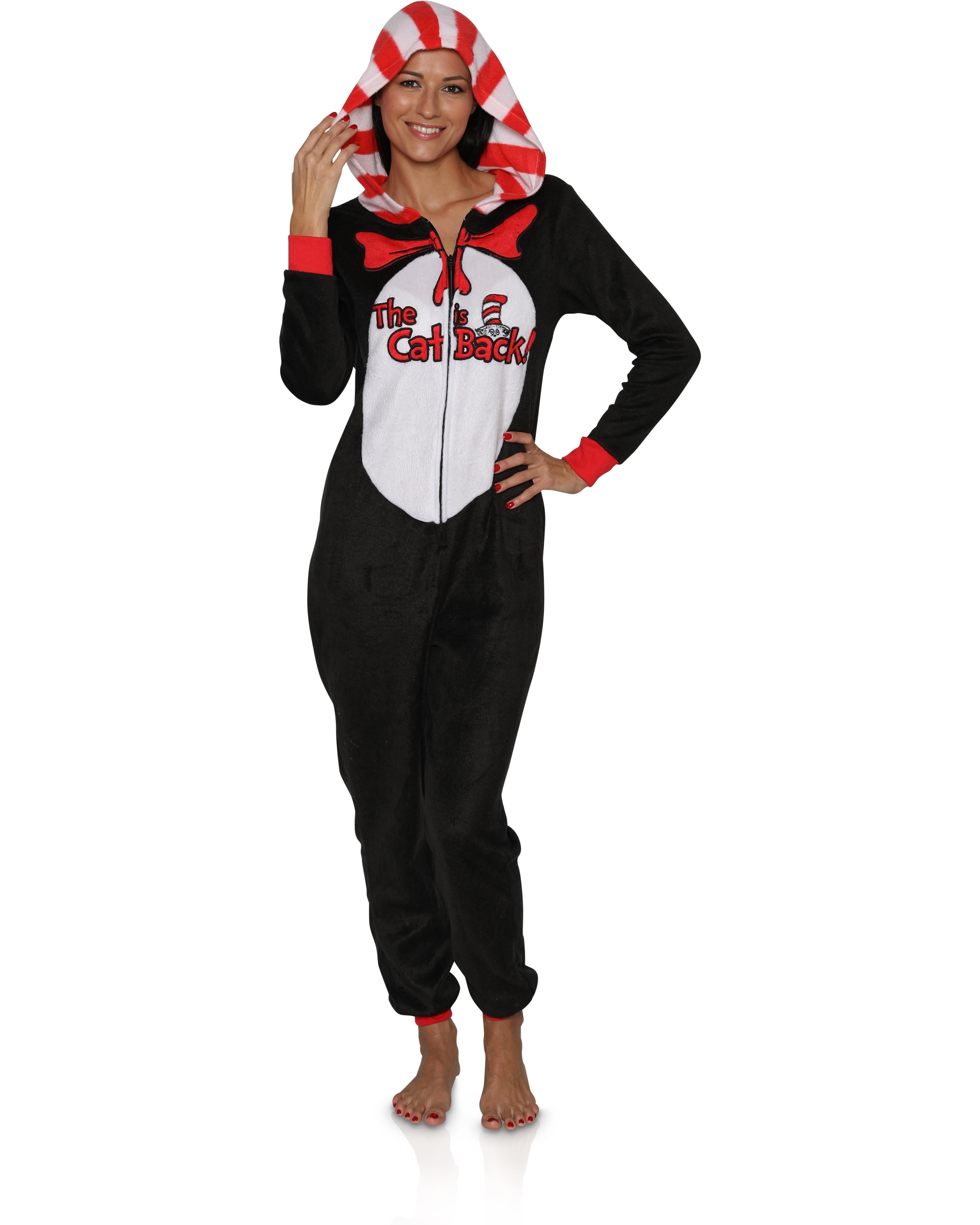 Dr. Seuss Womens Union Suit Holiday Fun Pajama Onesie, Cat, Size: Large ...