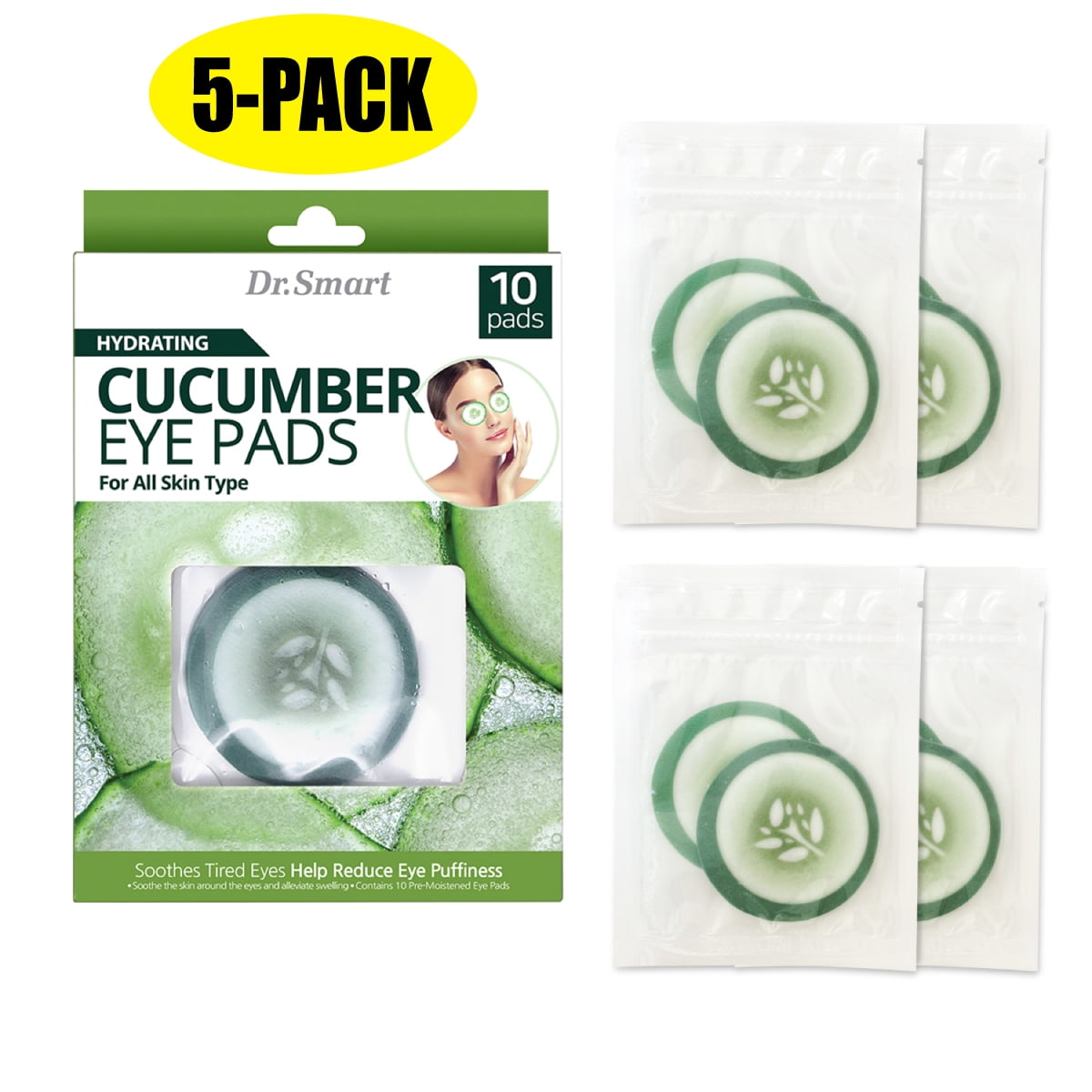 Dr Smart Cucumber Eye Pads for Dark Circles & Puffiness, Aloe Vera ...