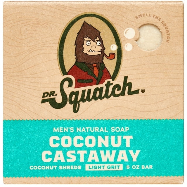 Dr. Squatch Coconut Castaway Natural Bar Soap for Men Light Grit Body ...