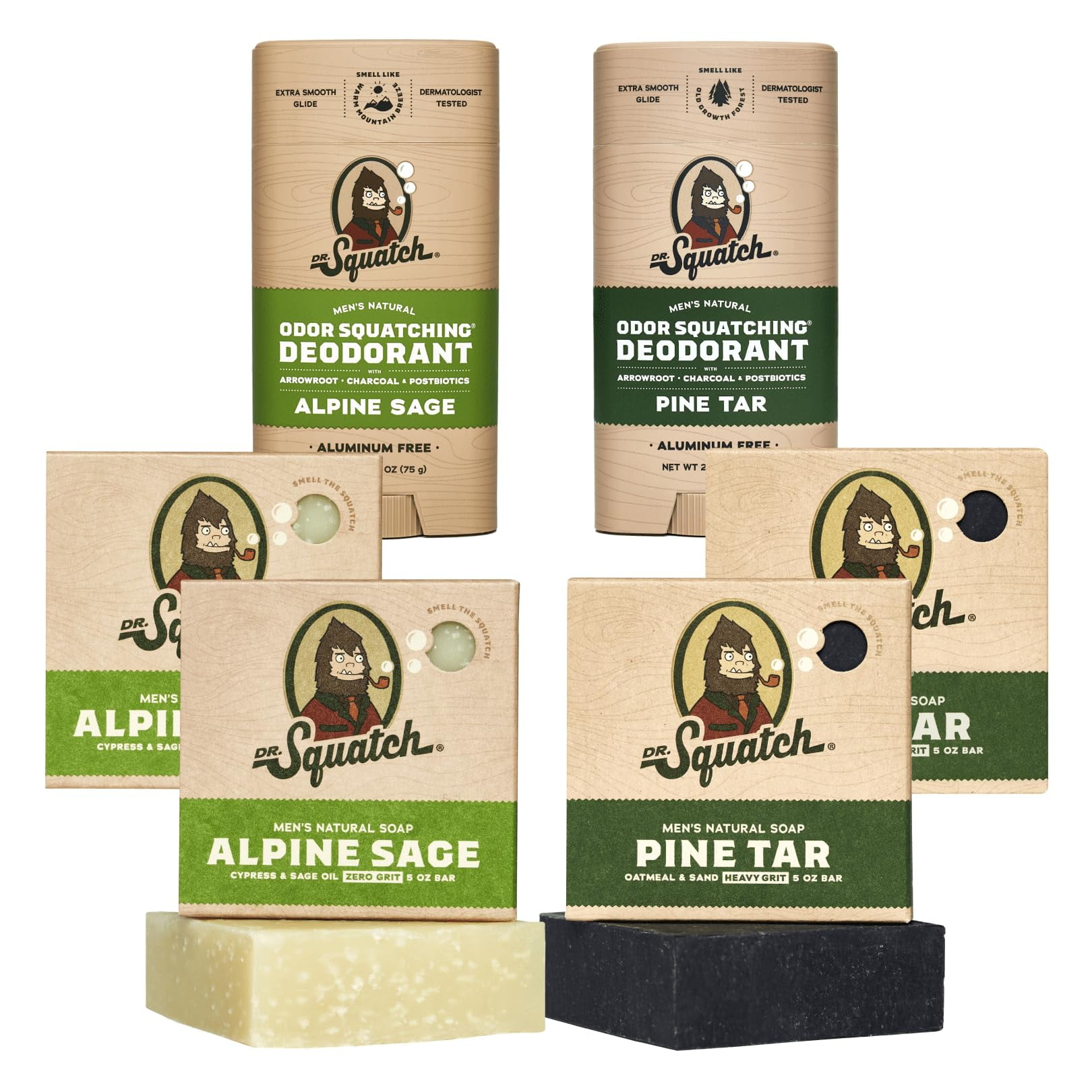 Dr. Squatch Manly Soap SBF3 and Deodorant Variety Pack - Handmade with ...