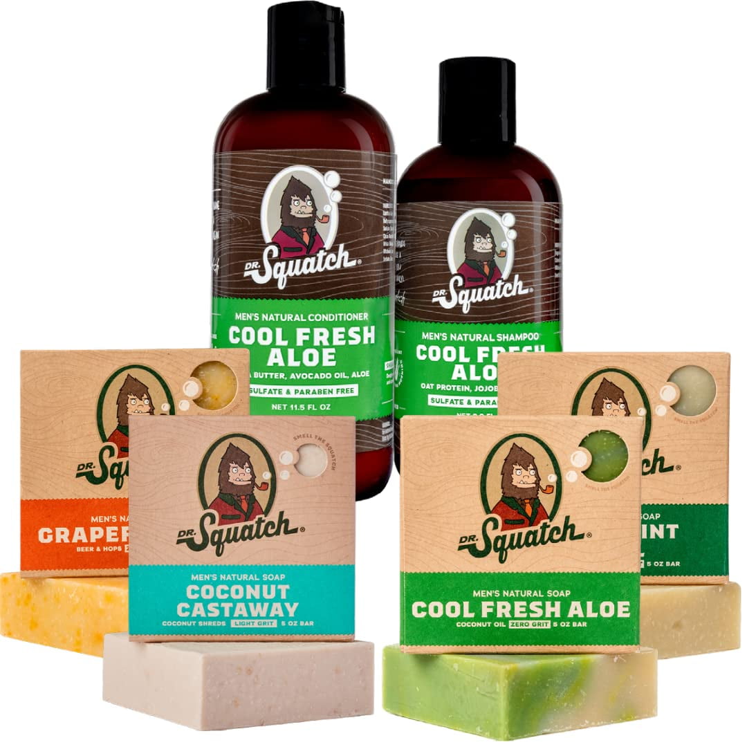 Dr Squatch Mens Bar Soap And Hair Care Expanded Pack Mens Natural