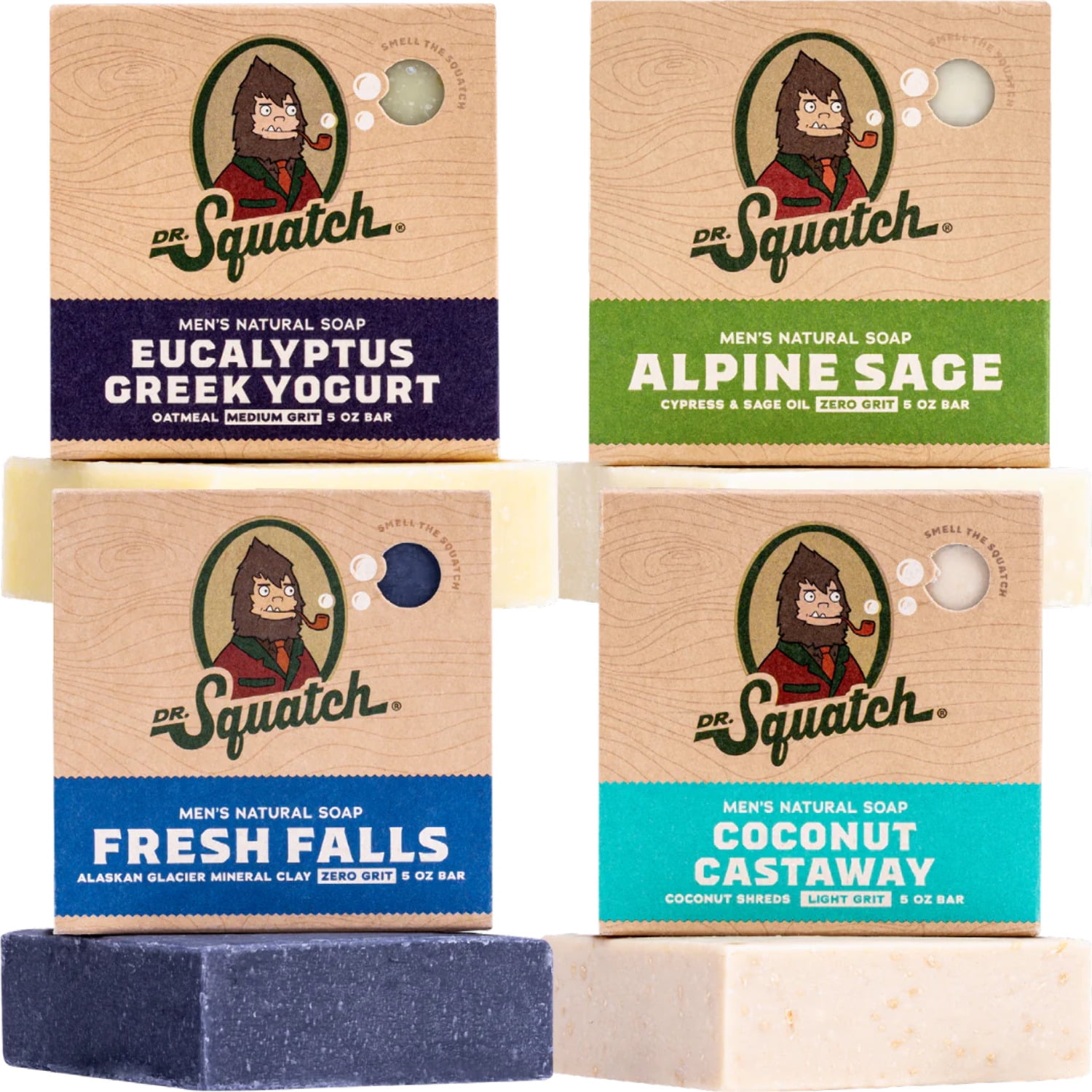 Dr. Squatch Men's Soap Variety 4 Pack - Men's Natural Bar Soap ...