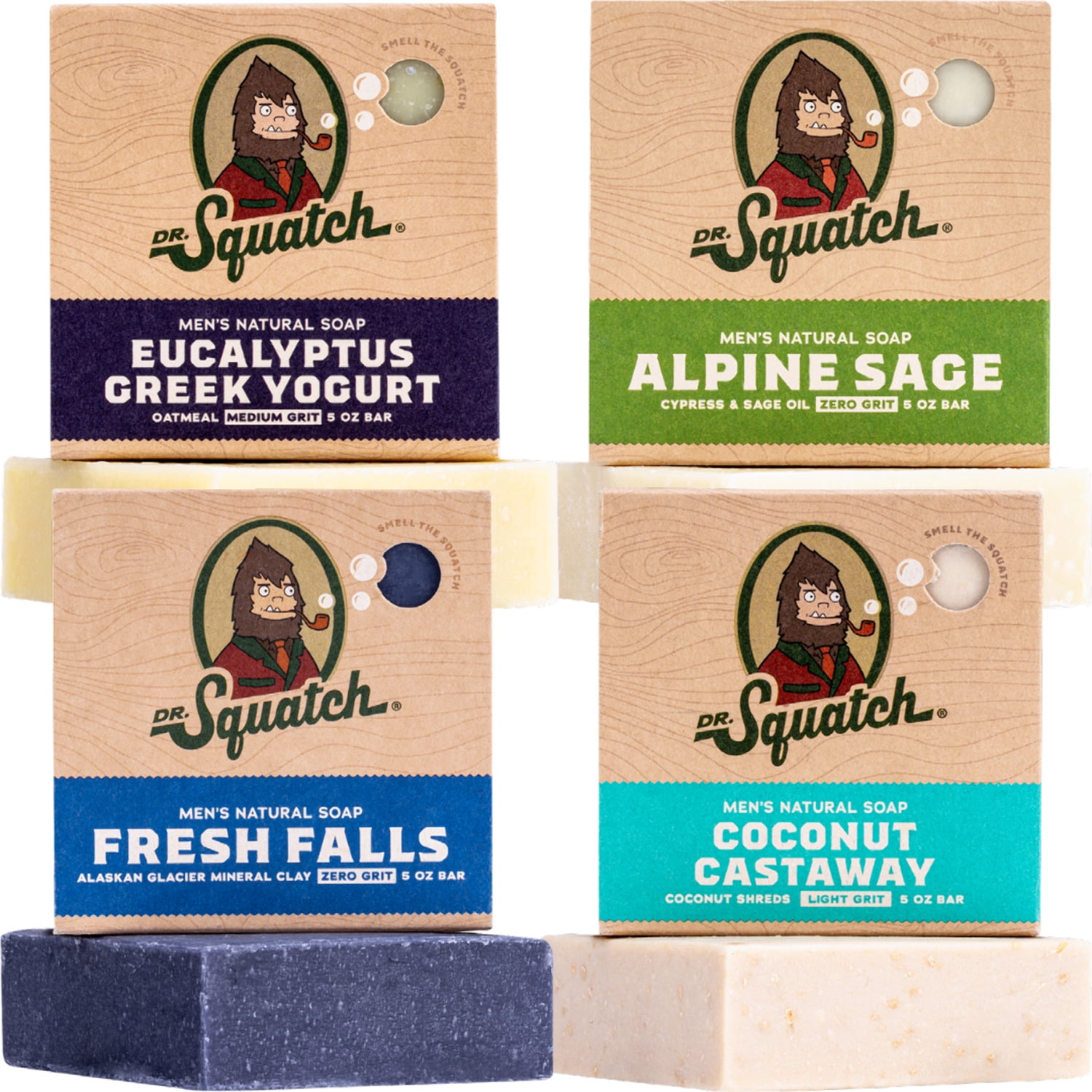Dr. Squatch Men's Soap Variety 4 Pack - Men's Natural Bar Soap ...