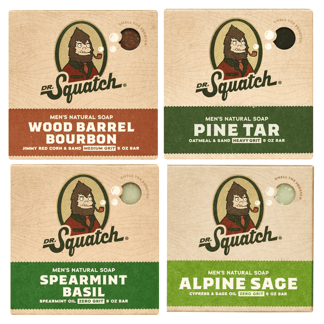 Dr. Squatch Natural Bar Soap for Men - Cold Process Soap with No Harsh Chemicals - Wood Barrel ...