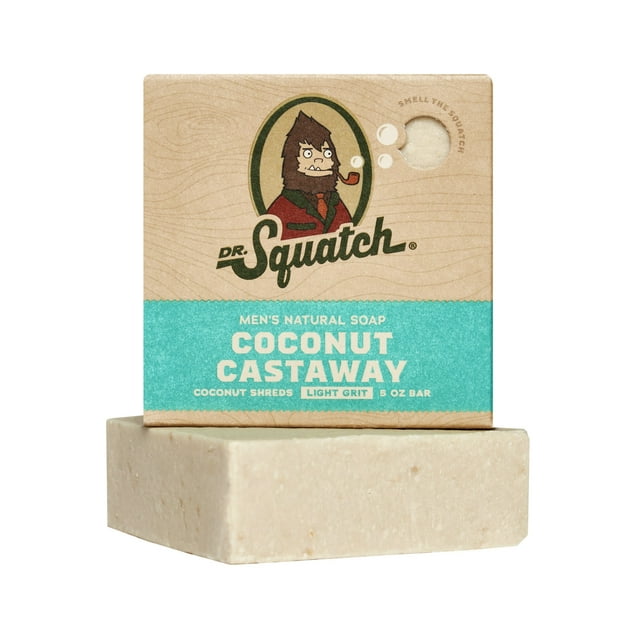 Dr. Squatch Coconut Castaway Natural Bar Soap for Men Light Grit Body ...