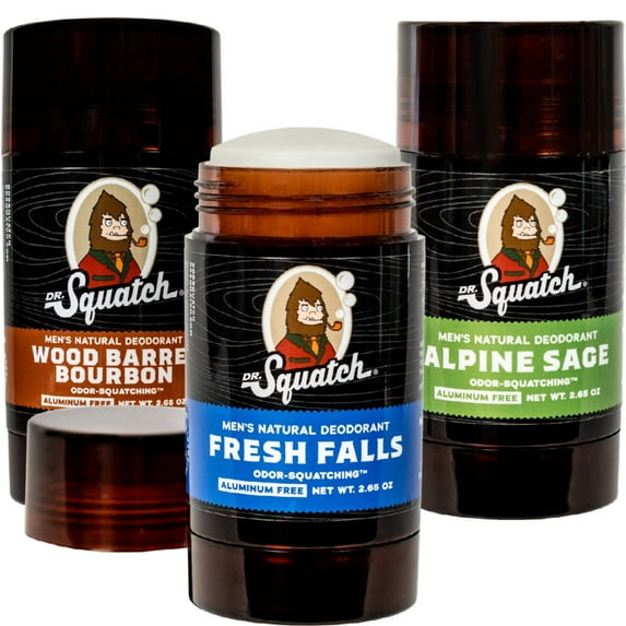 Dr. Squatch Deodorant, Alpine Sage, Wood Barrel Bourbon, Fresh Falls, 2 ...