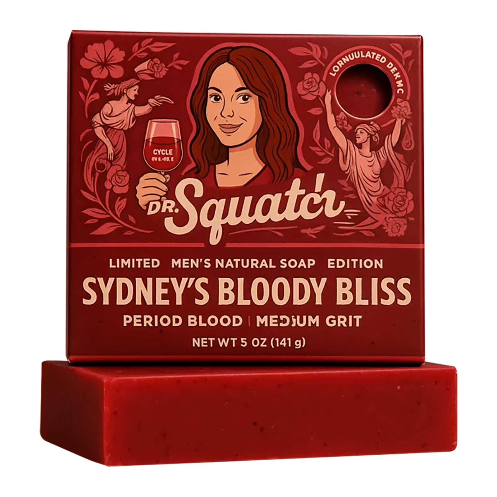 Dr. Squatch Sydney Sweeney Bloody Bliss Bar Soap for Men Natural Pine Tar Grit Exfoliating Fresh ...