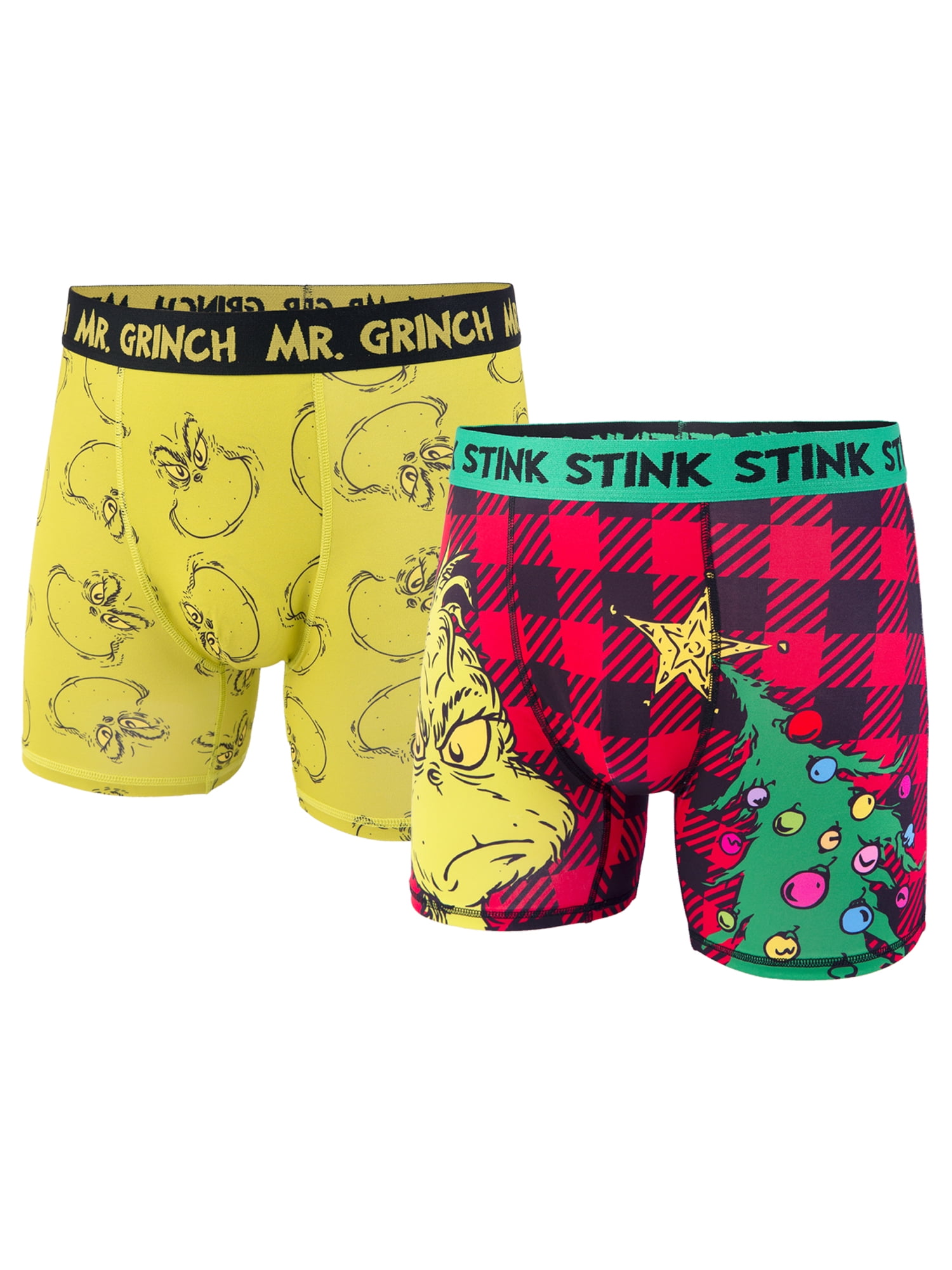 Dr Suess Grinch Plaid Men's Athletic Boxer Brief, 2-Pack, Sizes S-XL ...