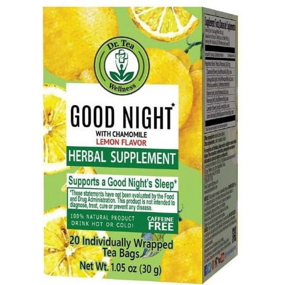 Dr. TEA Perfect Herbal Nighttime Chamomile Tea - Lemon Flavor -20 Bags ...