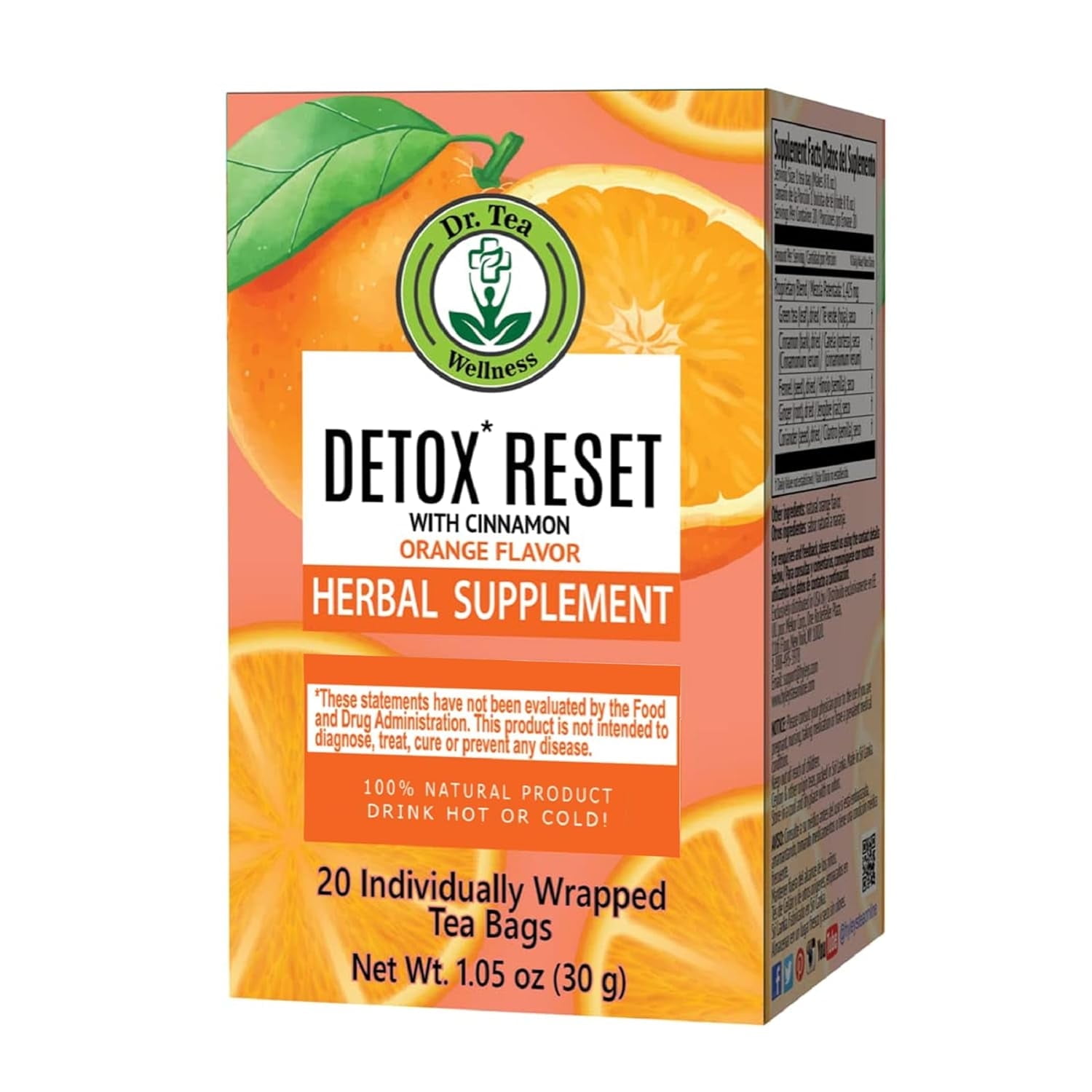 Dr. TEA Herbal Detox Tea - Cinnamon & Orange Flavor - 20 Bags for ...