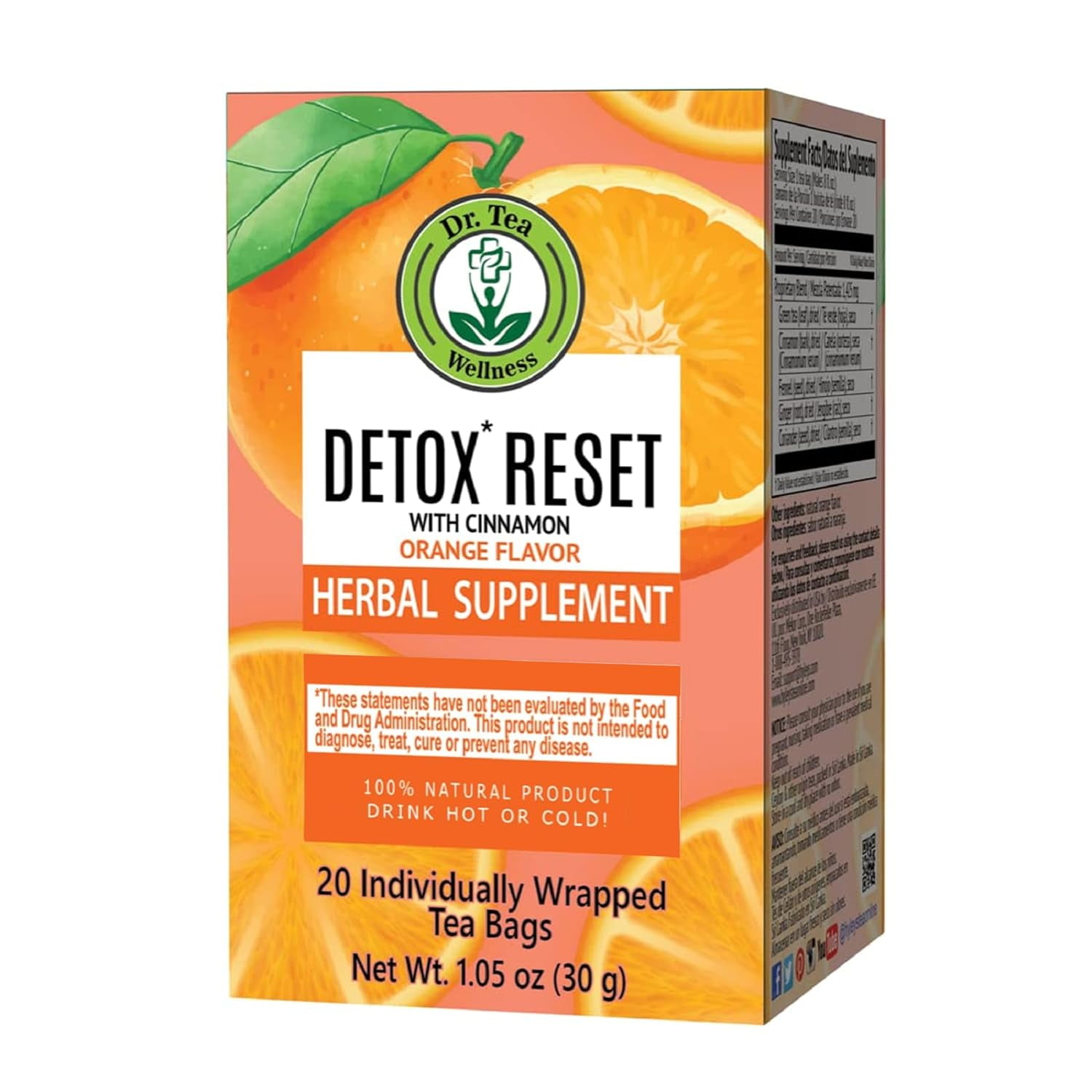 Dr. TEA Detox Tea - Cinnamon and Orange Flavor -20 Tea Bags - Natural ...