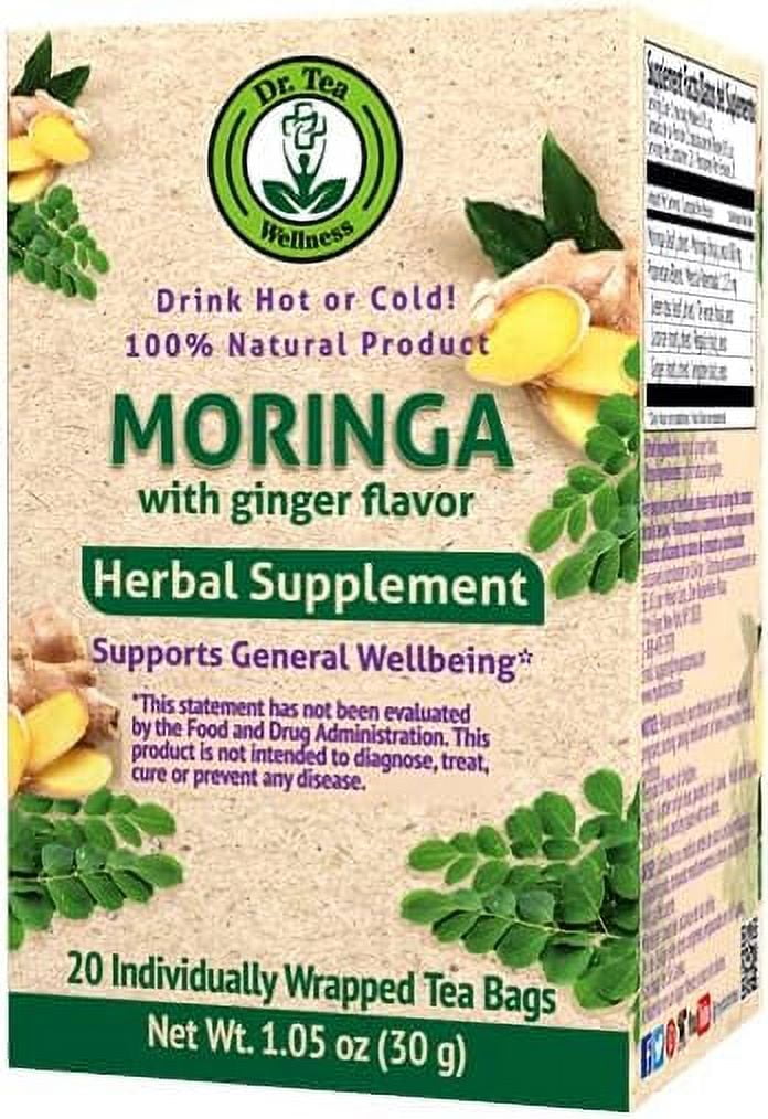 Dr. TEA Detox Herbal Moringa Oleifera Green Tea - Ginger Flavor -20 Tea ...