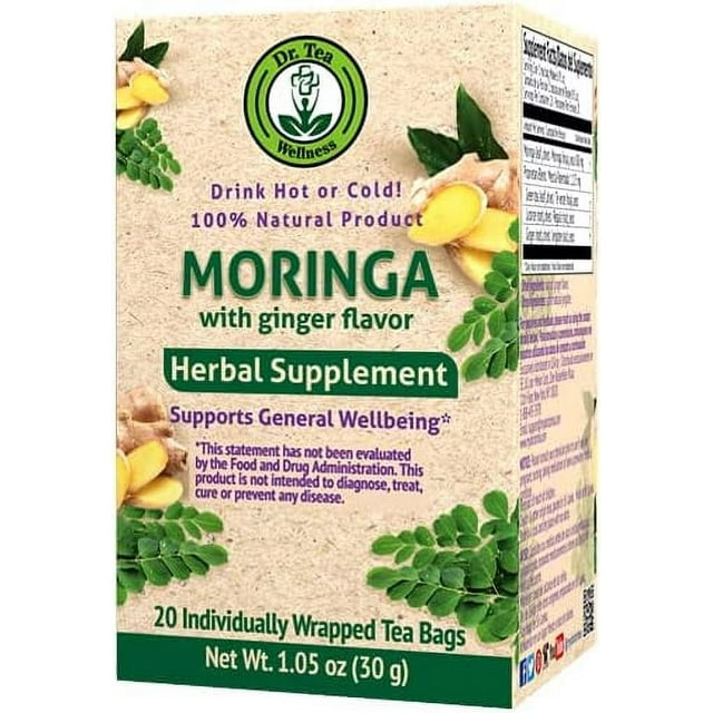 Dr. TEA Detox Herbal Moringa Oleifera Green Tea - Ginger Flavor -20 Tea ...