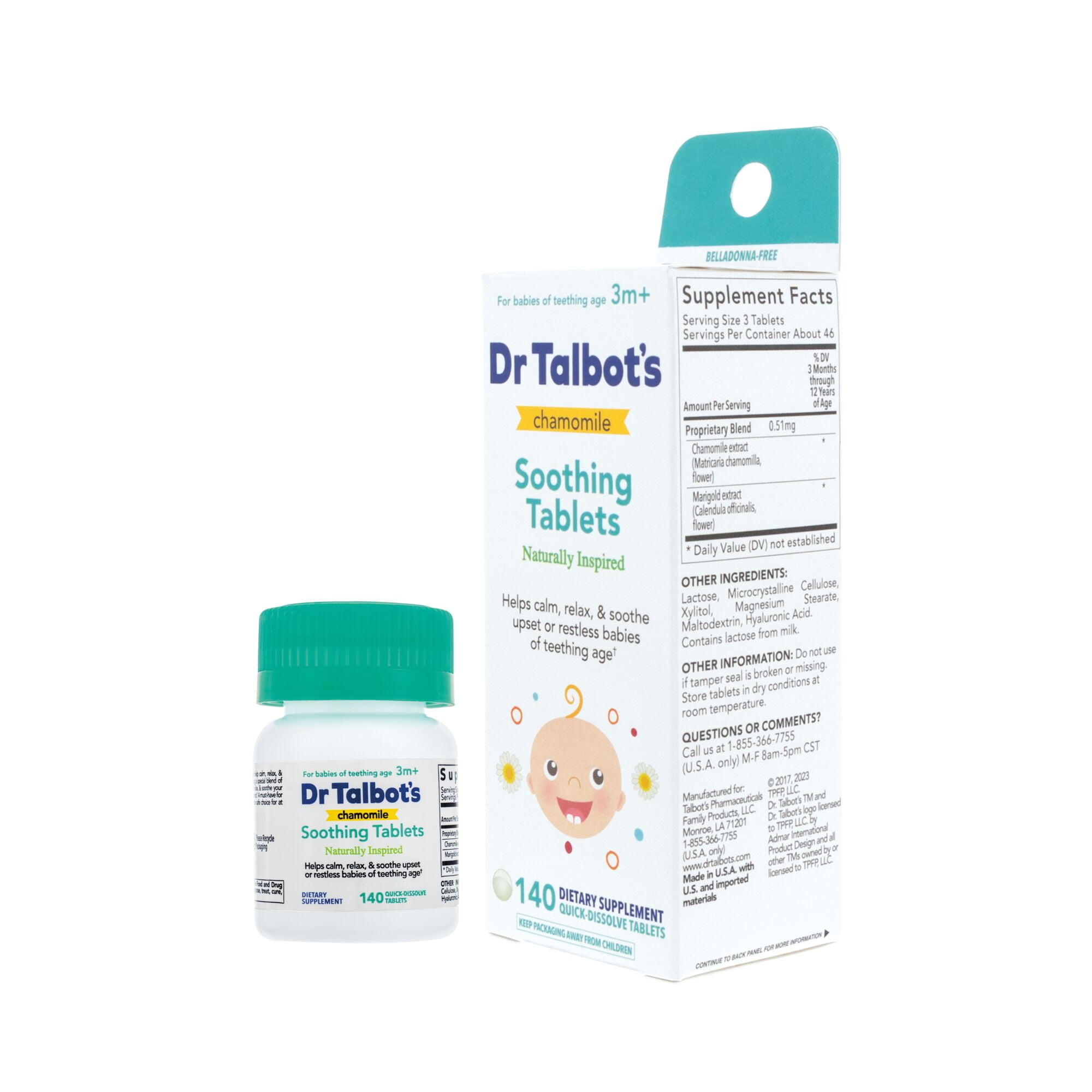 Dr. Talbot's Chamomile Soothing Tablets for Teething Infants, Herbal ...