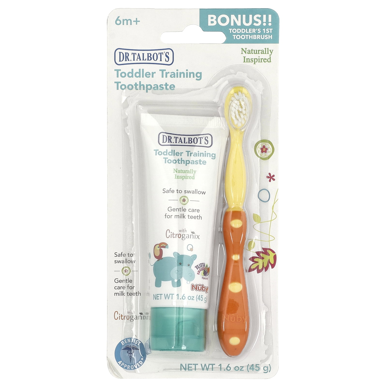 Dr. Talbot's Toddler Training Toothpaste with Toothbrush, 6 m+, Tutti ...