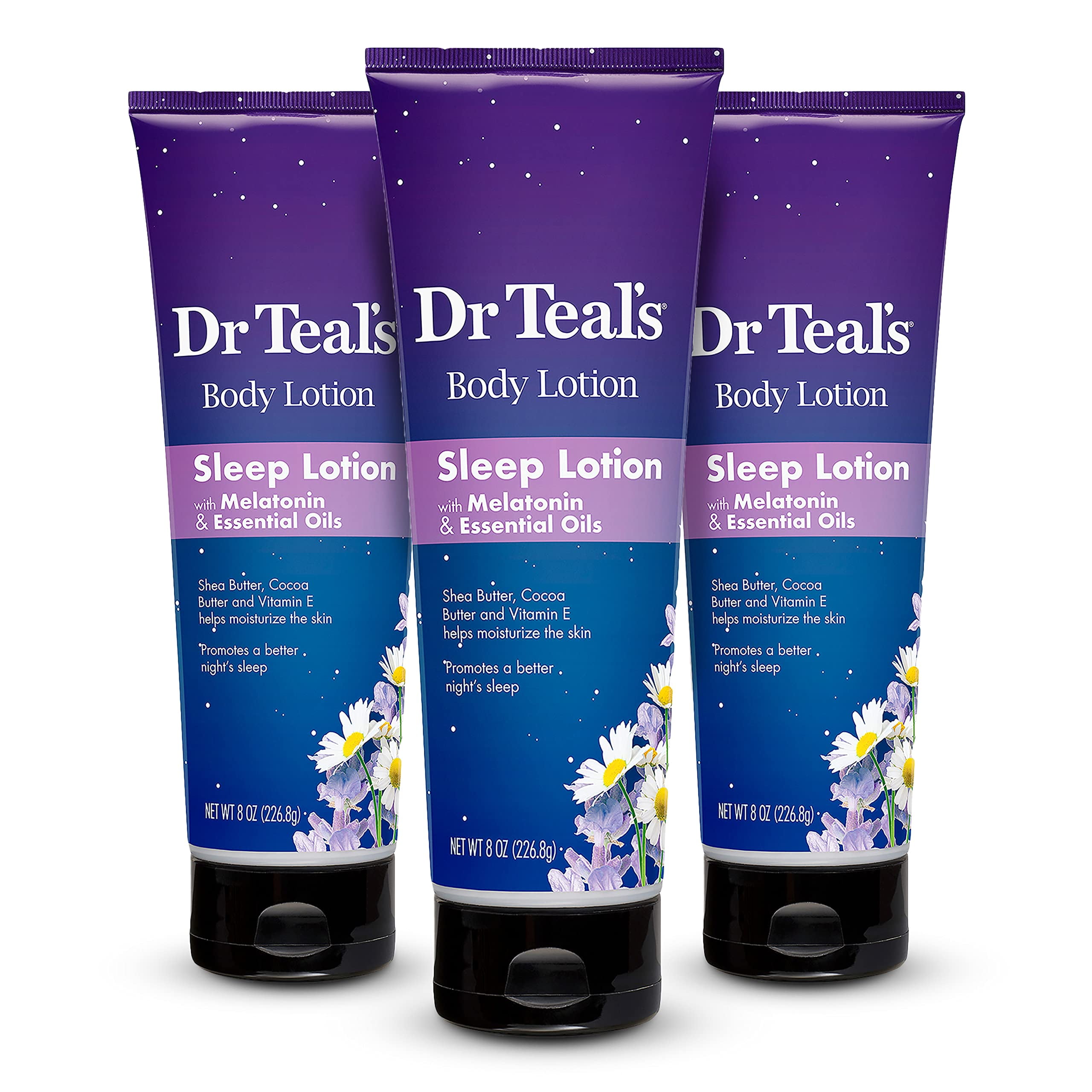 Dr Teal's Sleep Lotion, Melatonin, Lavender Chamomile, 8 Fl Oz, Pack of ...