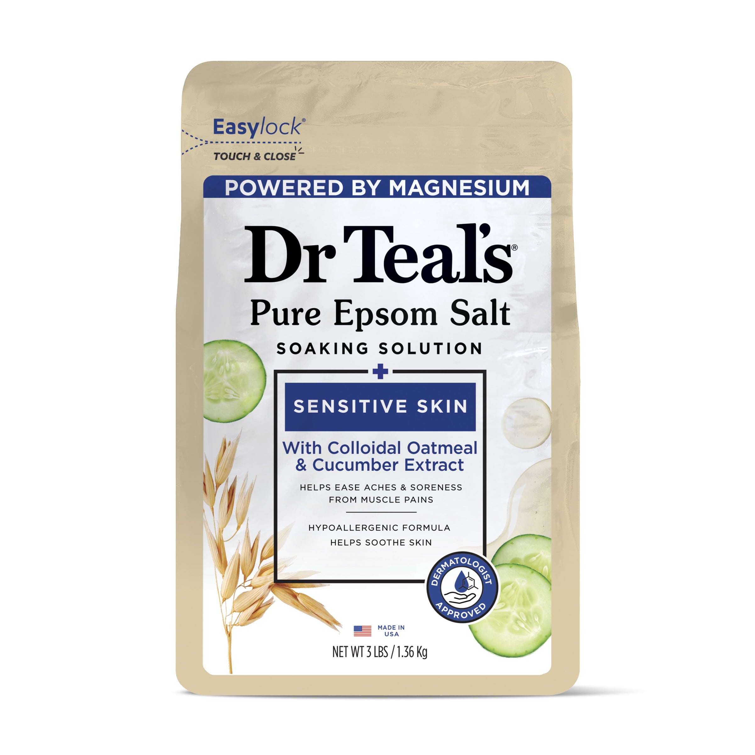 Dr Teal's Epsom Salt Magnesium Soak for Sensitive Skin with Oatmeal and ...