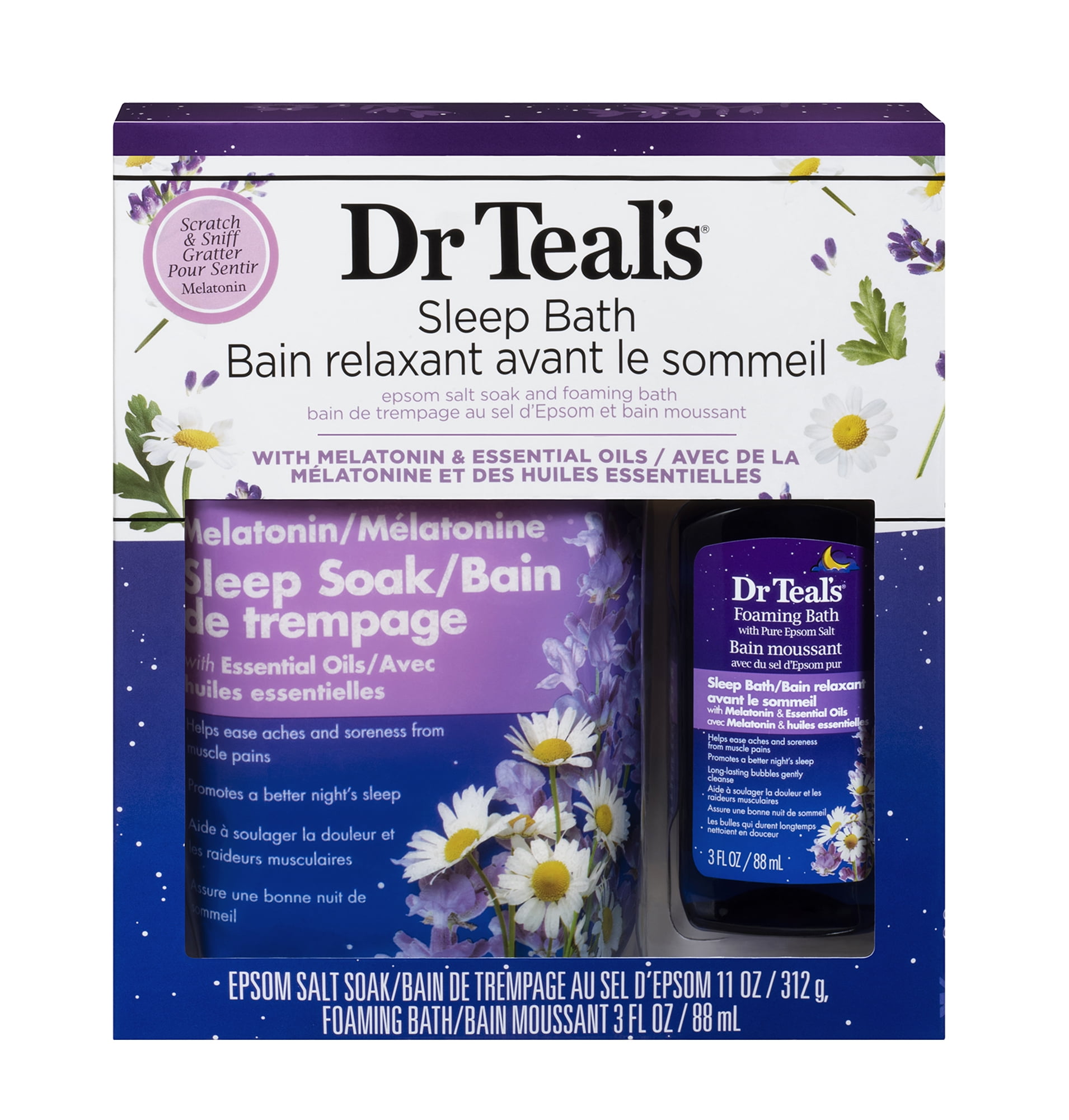 Dr Teal's Melatonin Epsom Salt and Foaming Bath Set, 2 Piece - Walmart.com