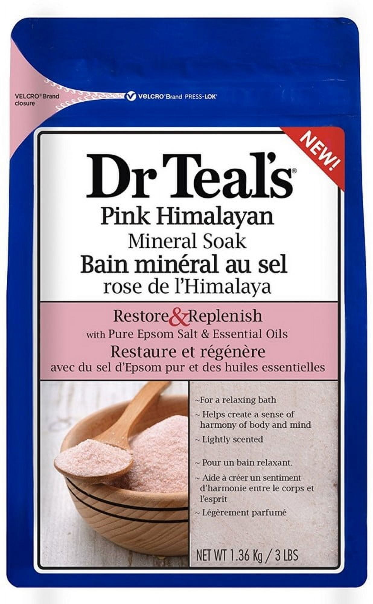 Dr Teal's Restore & Replenish Pure Epsom Salt & Essential Oils, Pink ...