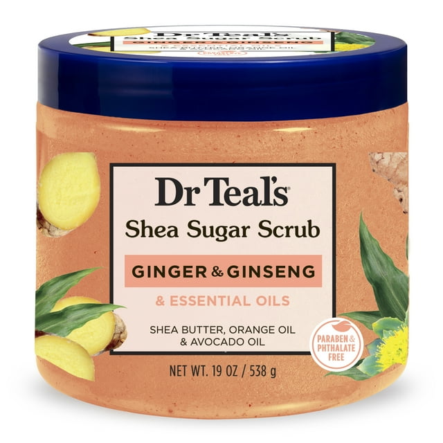 Dr Teal's Shea Sugar Body Scrub with Ginger, Ginseng & Essential Oil, 19 oz. - Walmart.com