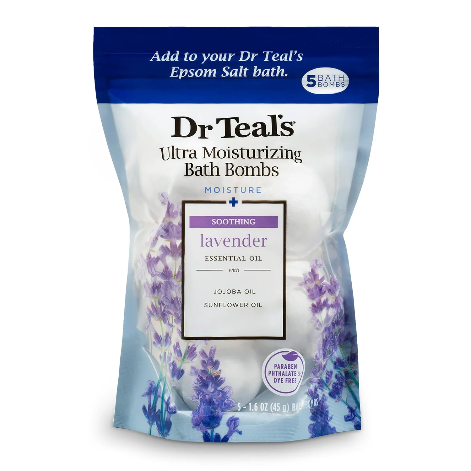 Dr Teals Ultra Moisturizing Bath Bomb Soothing Lavender 5/PK - Walmart.com