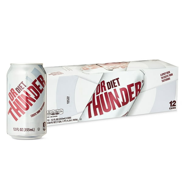 Great Value Dr Thunder Diet Calorie Free Soda Pop, 12 fl oz, 12 Pack ...