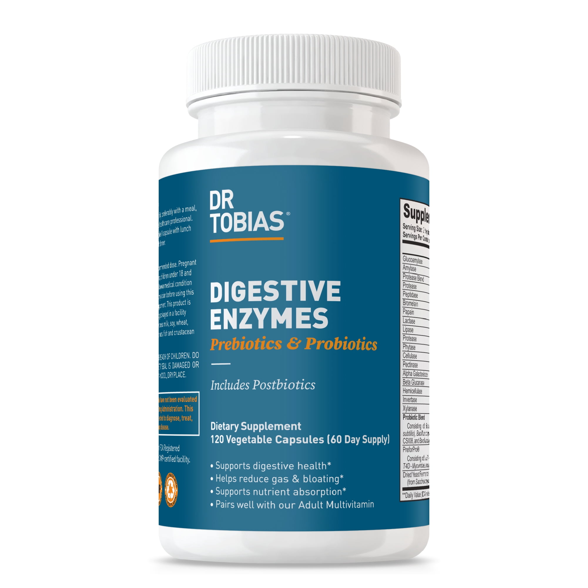 Dr. Tobias Digestive Enzymes with Probiotics, Prebiotics and ...
