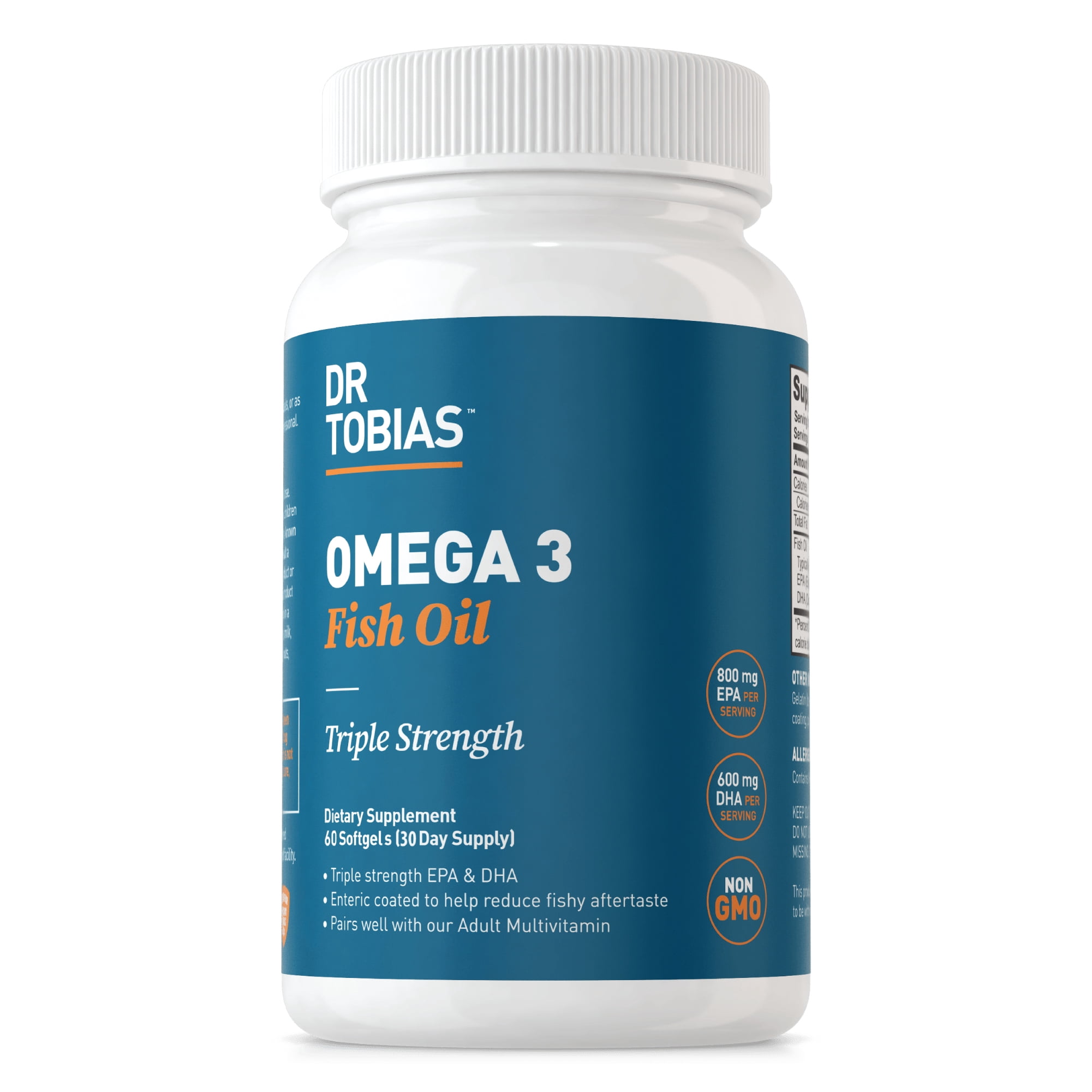 Dr. Tobias Triple Strength Omega 3 Fish Oil, 800 mg EPA 600 mg DHA ...