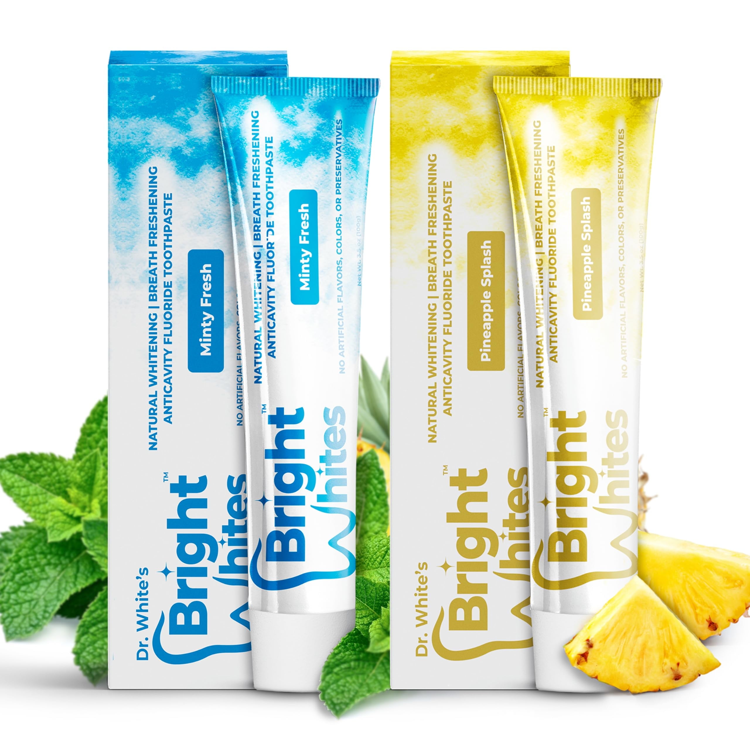 Dr. White's Bright Whites Natural Toothpaste with Xylitol and Silica, 2 ...