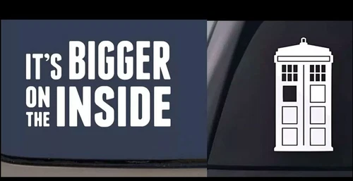 Dr Who Tardis & Bigger On The Inside Two 5" White Vinyl Decal Car ...
