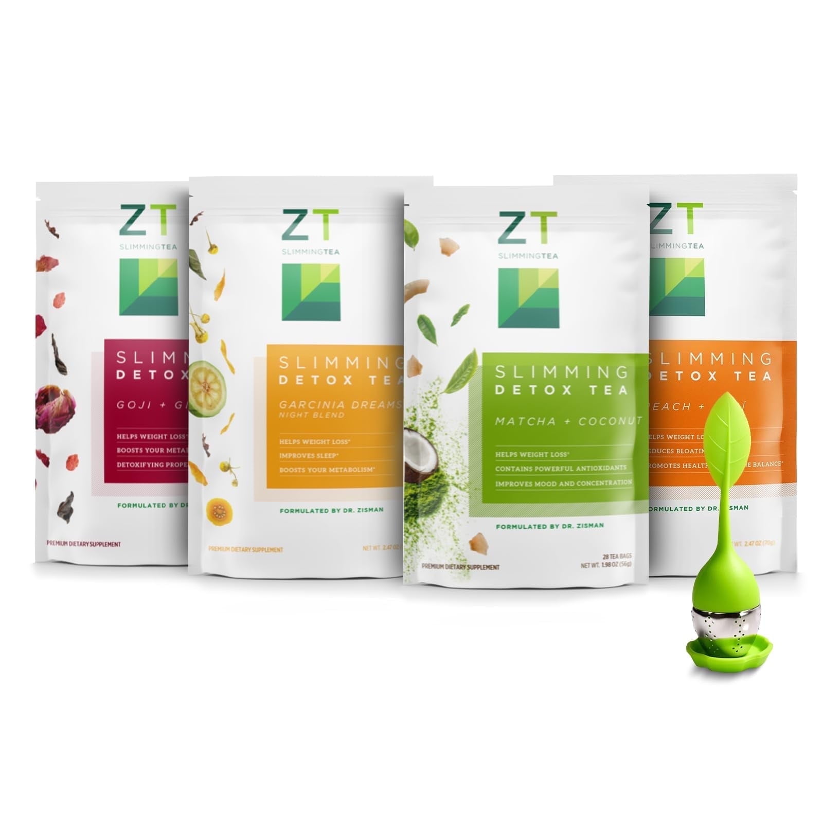 Dr. Zisman ZT Herbal Tea Variety Pack, Garcinia, Acai, Goji & Matcha ...