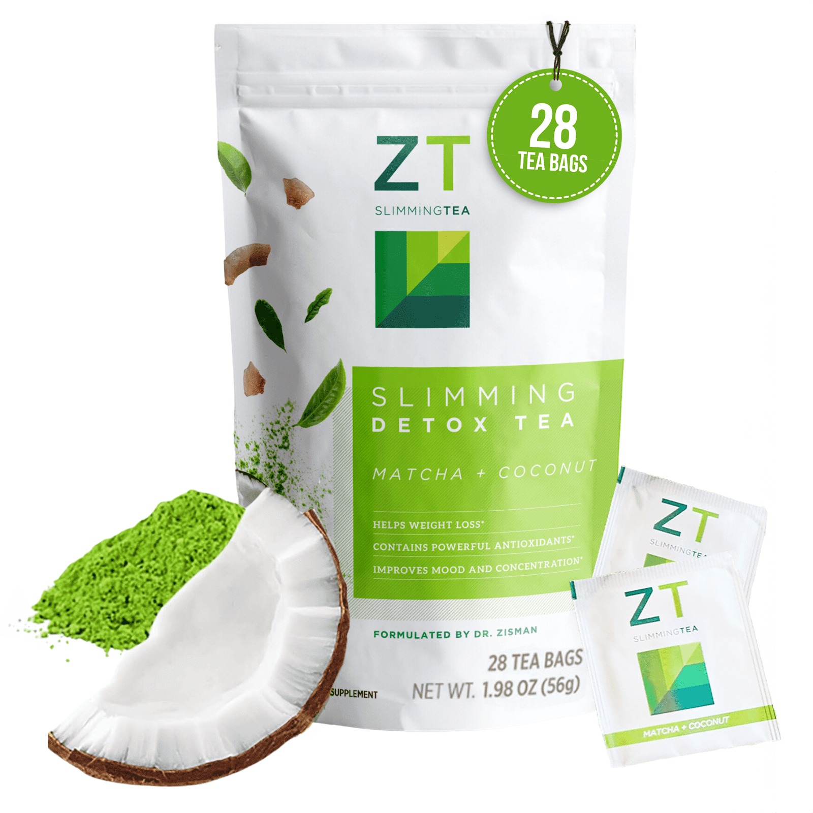 Dr. Zisman ZT Slimming Tea - Matcha-Coconut Detox Blend for Metabolism ...