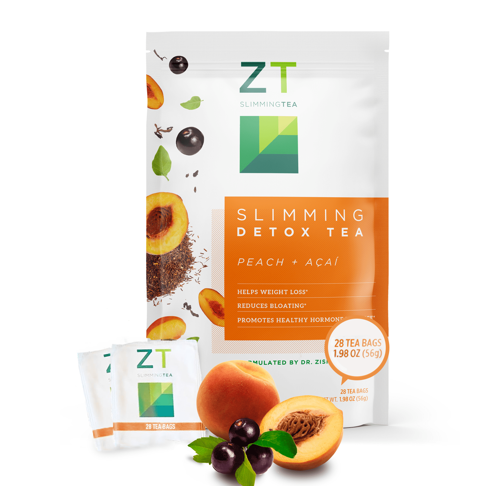 Dr. Zisman ZT Slimming Tea - Peach & Acai Detox for Men & Women with ...