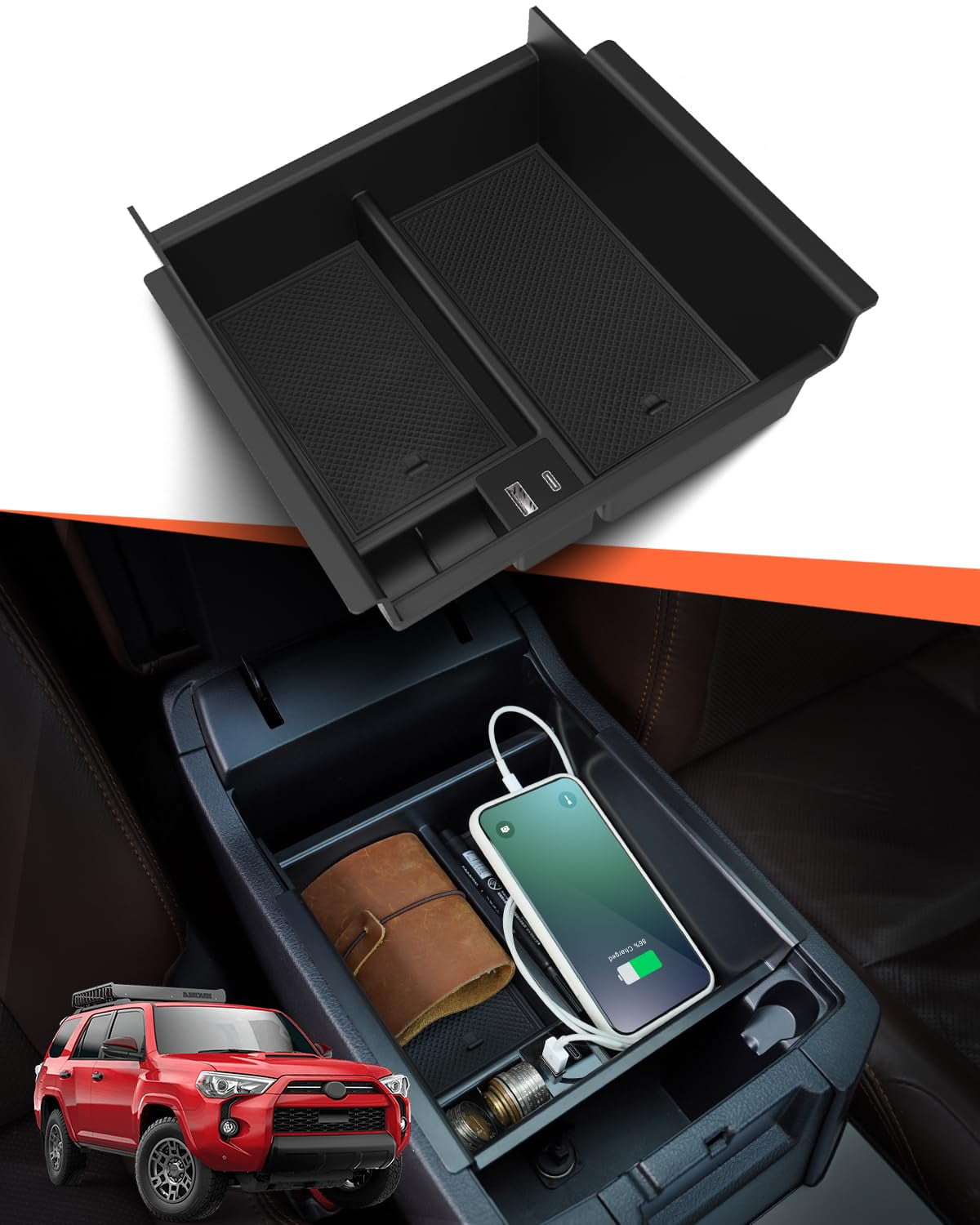 DrCarNow Upgrade for Toyota 4Runner Center Console Organizer with USB ...
