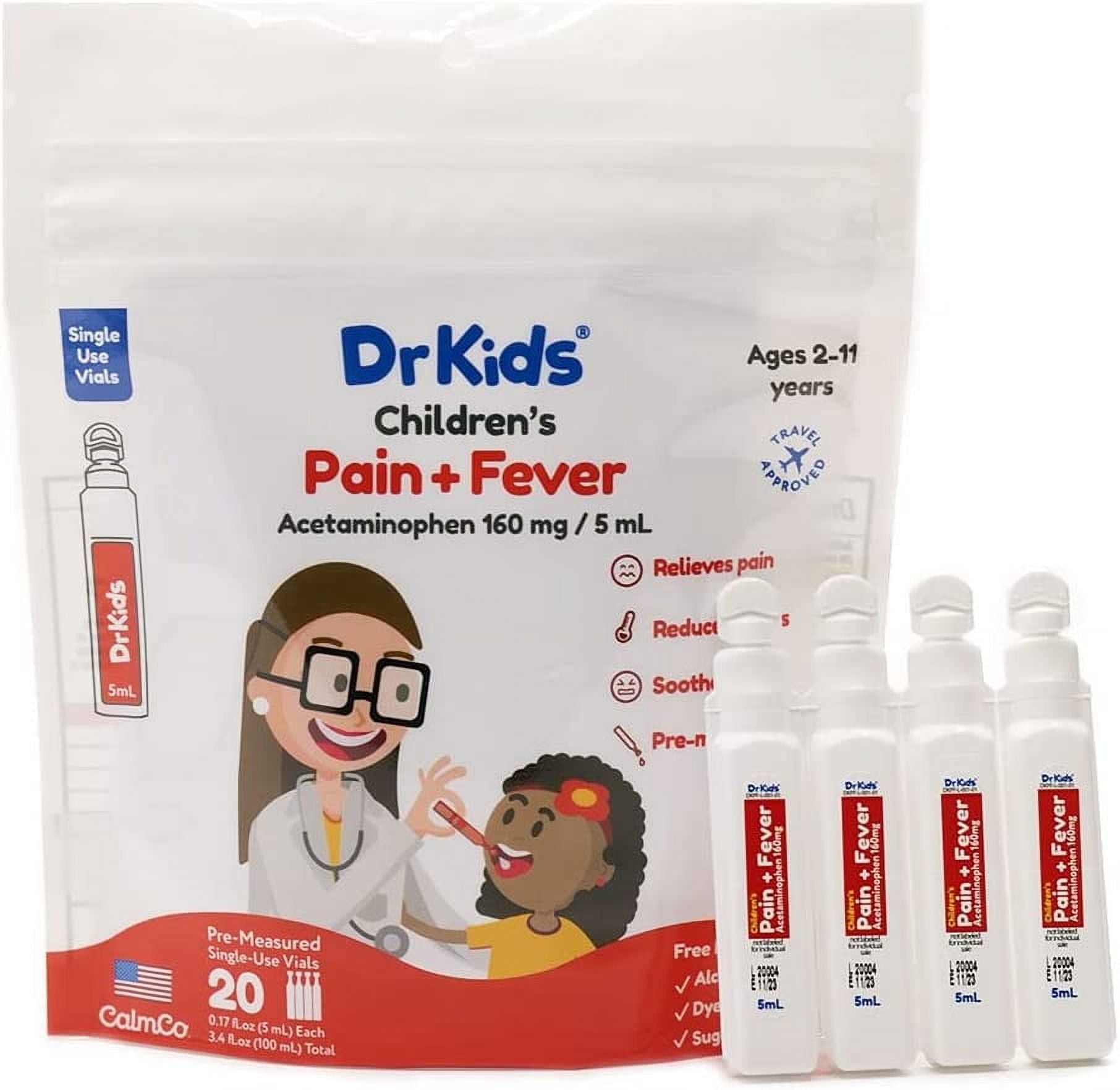 DrKids Children's Pain + Fever, Ages 2-11 Years, Cherry, 20 Pre ...
