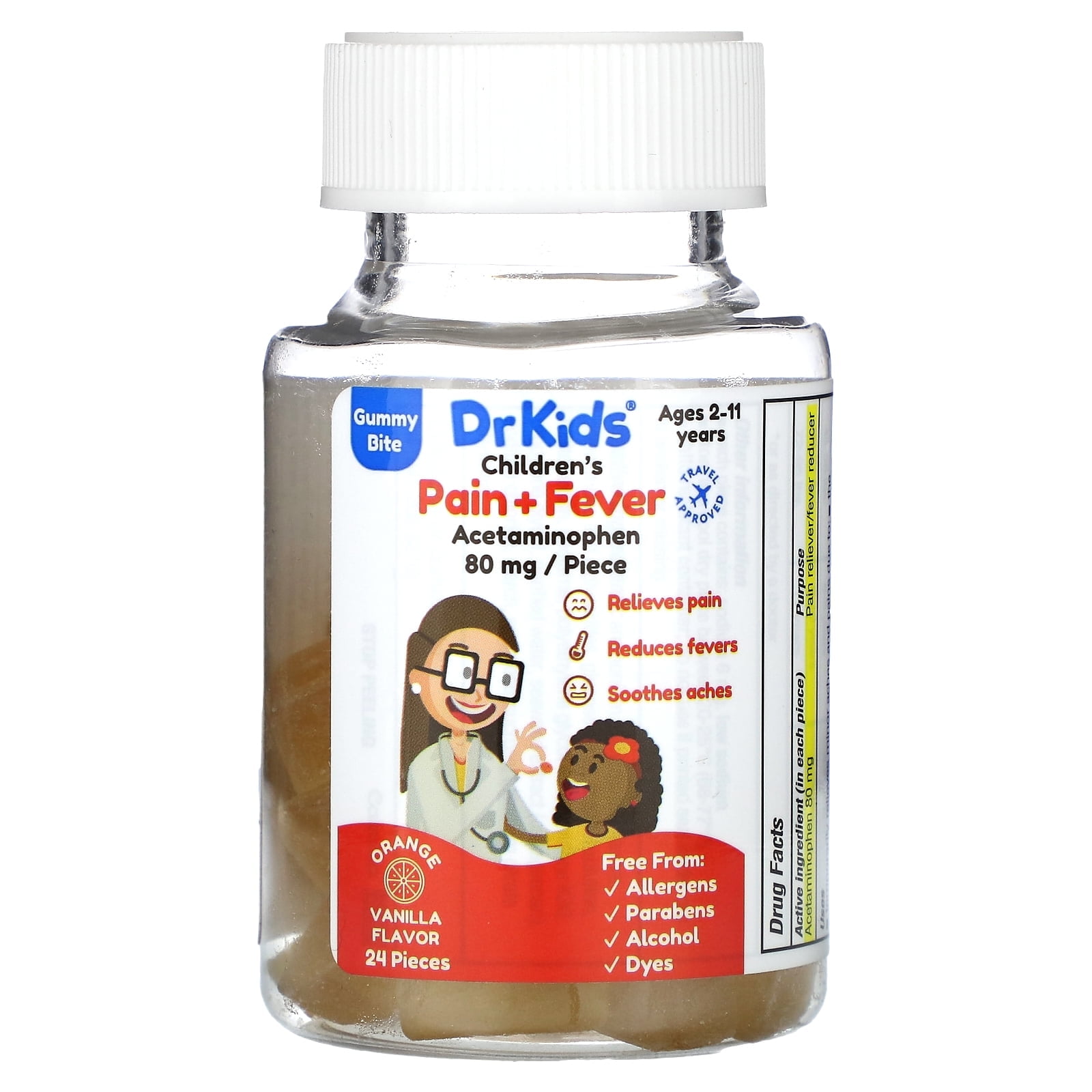 DrKids Children’s Pain and Fever Gummies, Acetaminophen, Travel ...