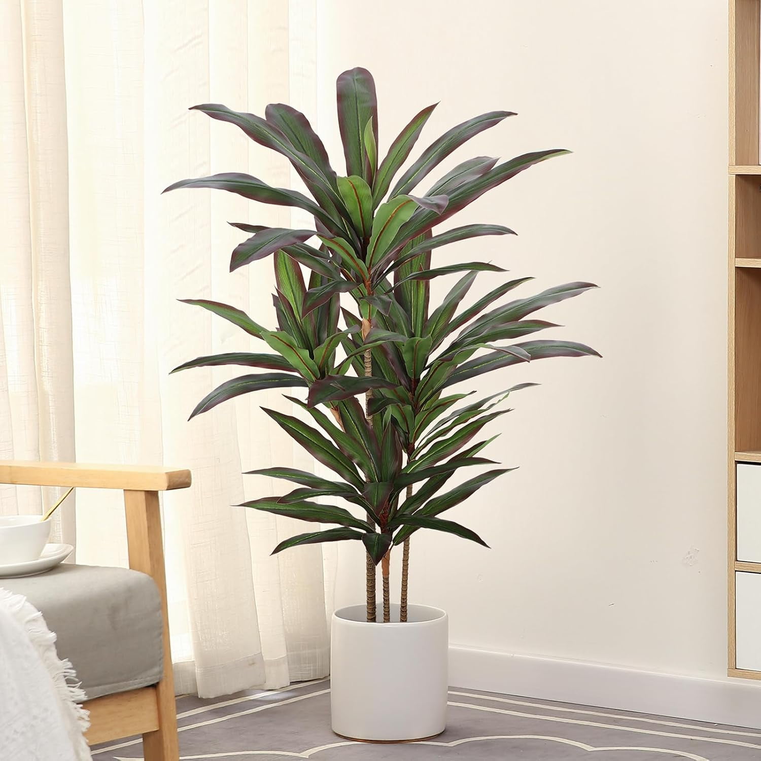 Dracaena Artificial Plant 4ft Red Yucca Silk Tree Faux Plants Indoor ...