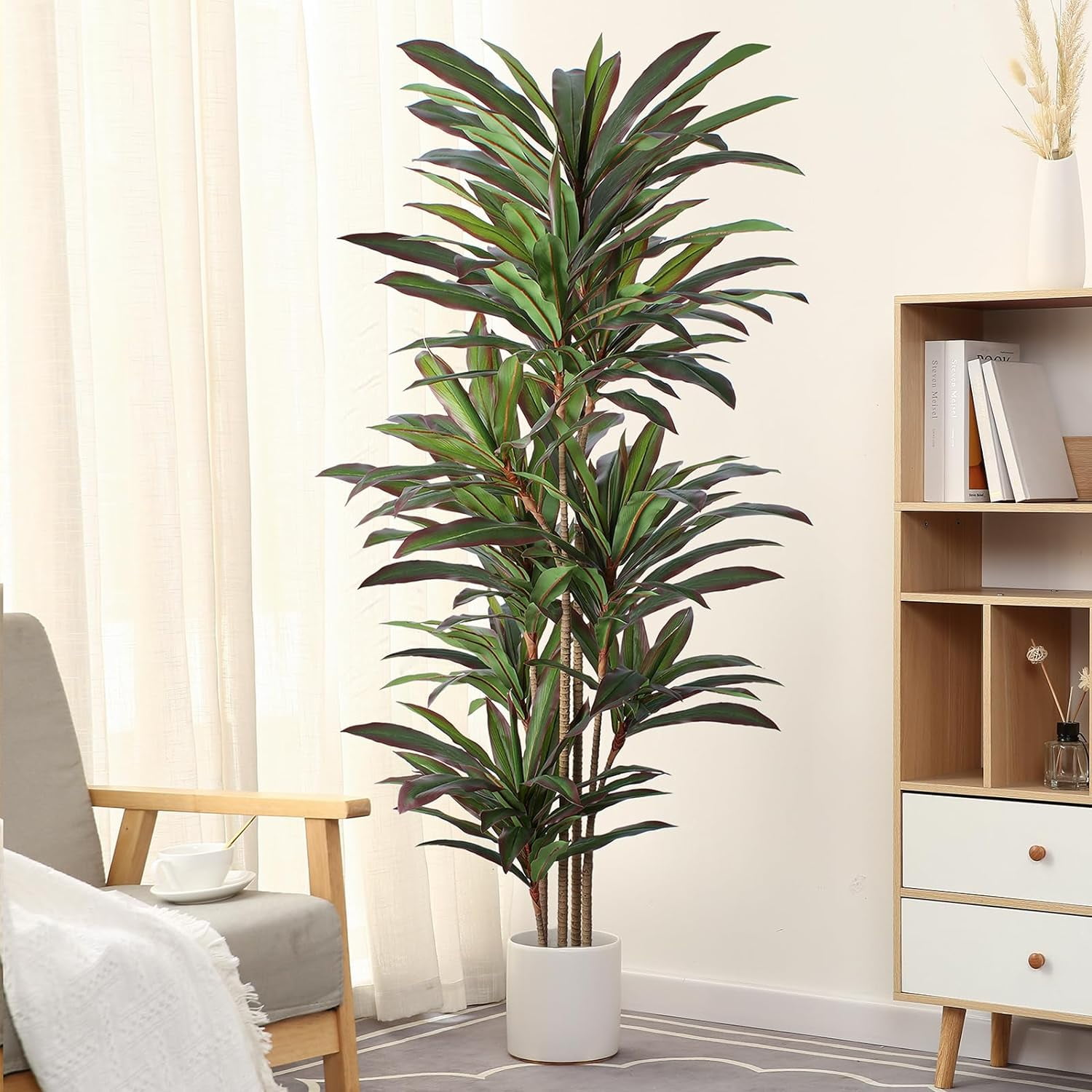 Dracaena Artificial Plant 6ft Red Yucca Silk Tree Faux Plants Indoor ...