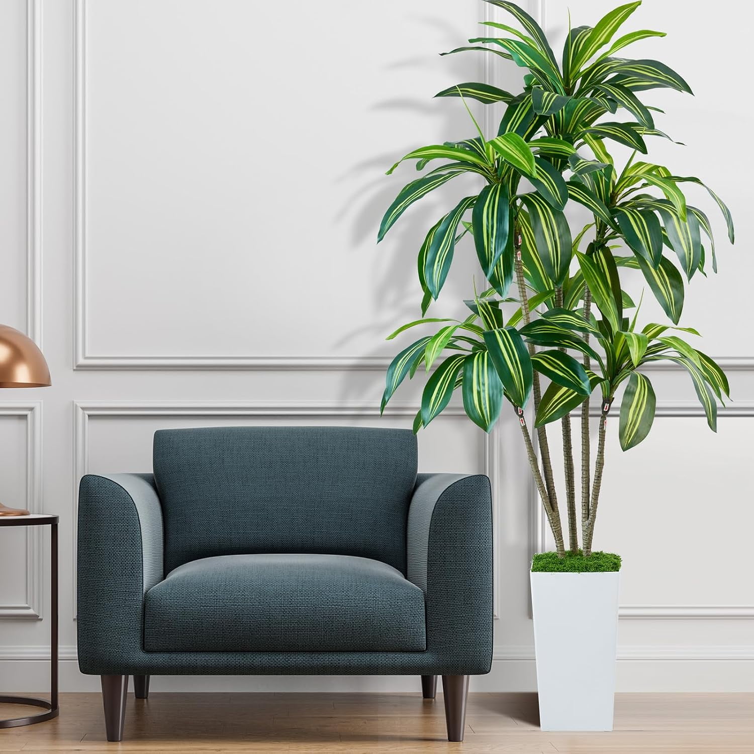 Dracaena Artificial Plants Indoor, 6FT Tall Faux Tree with White Tall ...