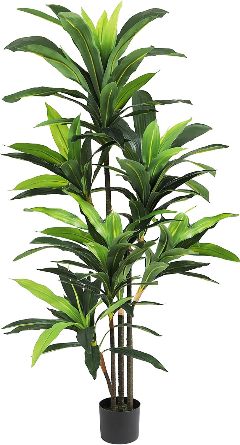 Dracaena Silk Plant Artificial 5ft Faux House Plants Evergreen Dracaena ...